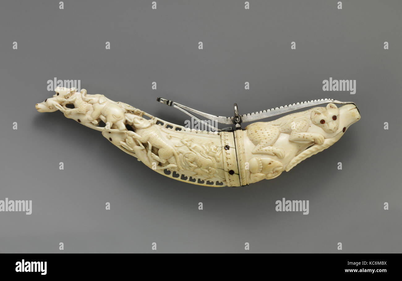Priming Flask, second half of the 17th century, Indian, Ivory, steel ...
