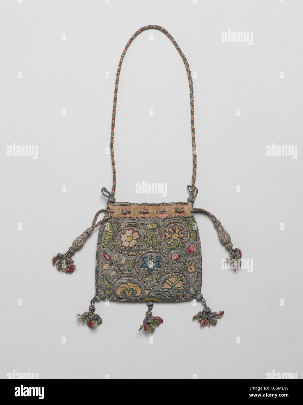 Purse, first quarter 17th century, British, Canvas embroidered with ...