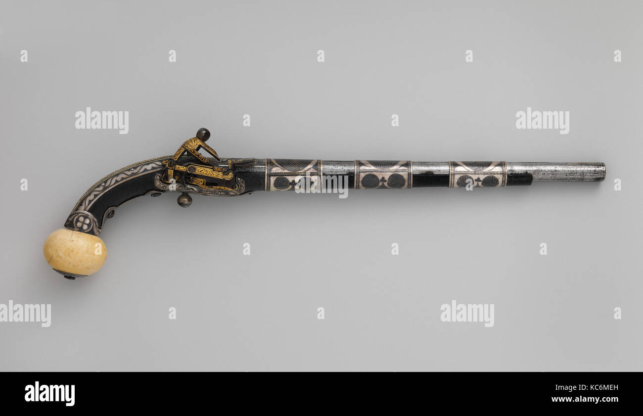 Miquelet Pistol, dated A.H. 1263/A.D. 1846–47, Caucasian, possibly ...