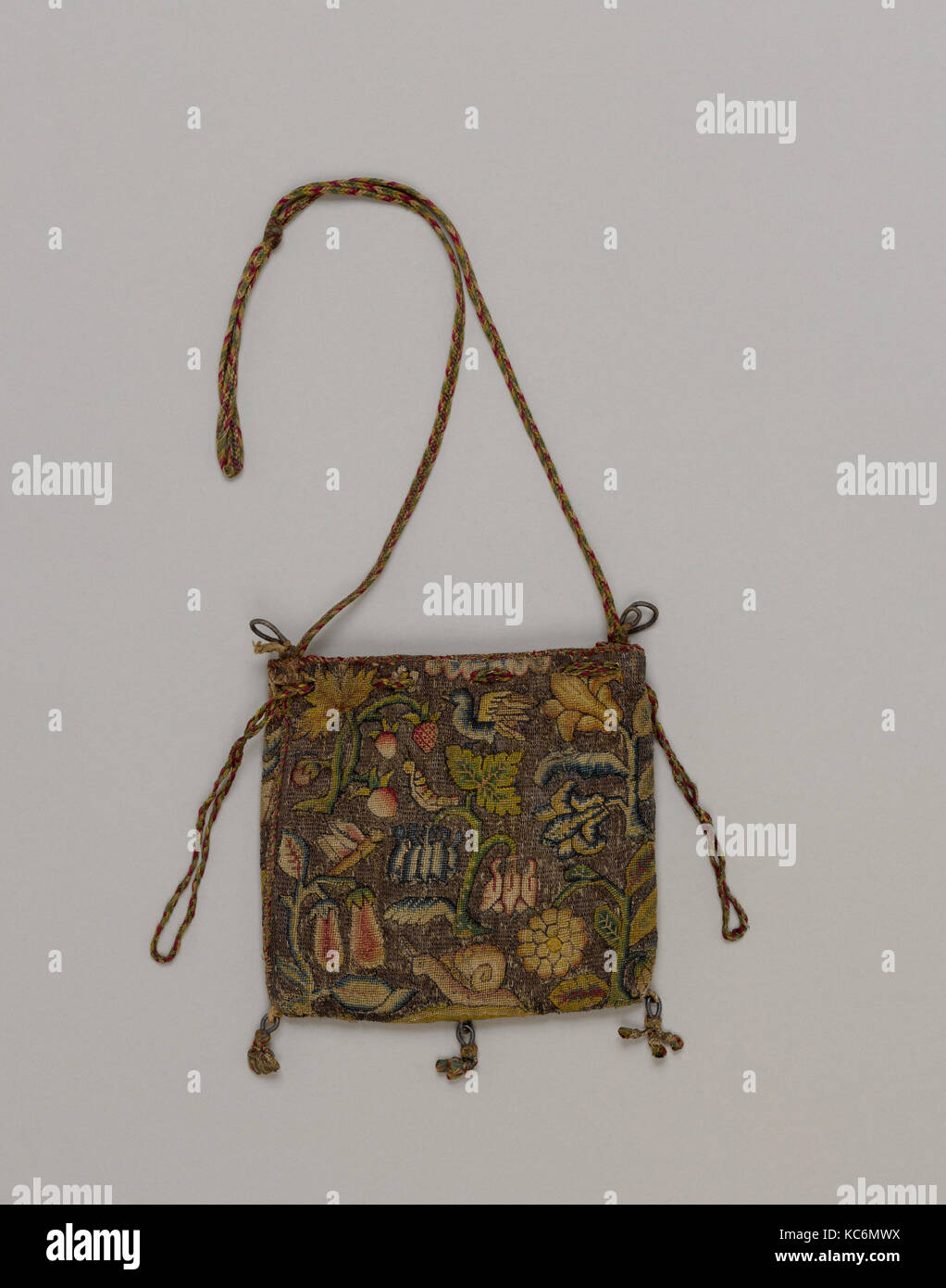 Purse, first quarter 17th century, British, Canvas embroidered with ...