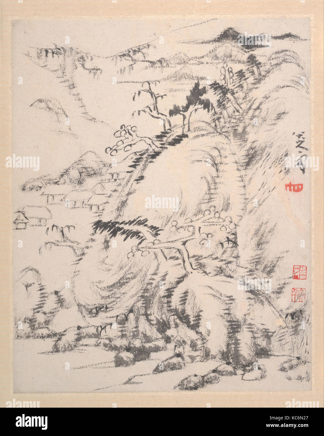 清 朱耷 (八大山人) 山水圖 冊, Landscape album, Bada Shanren, dated 1699 Stock ...