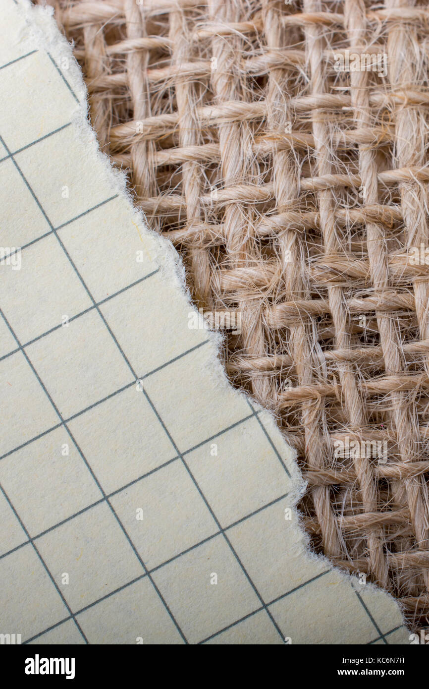 Piece of torn paper placed on a linen canvas Stock Photo - Alamy