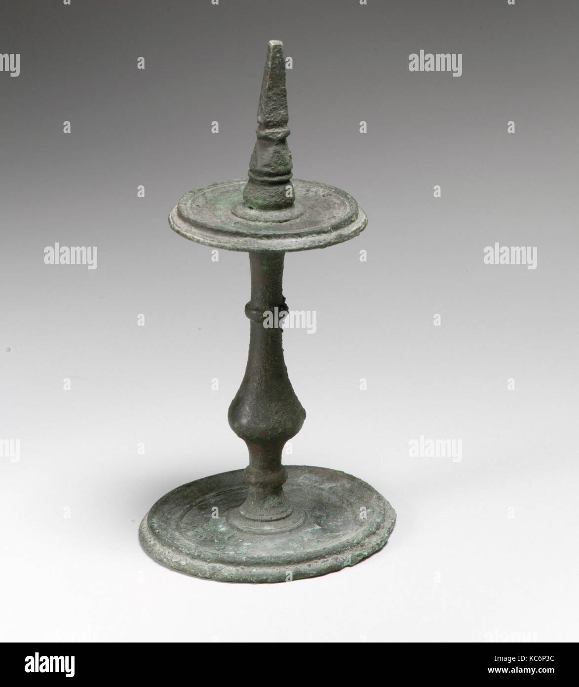 Bronze lampstand, Late Imperial, ca. 4th century A.D., Roman, Bronze, H ...