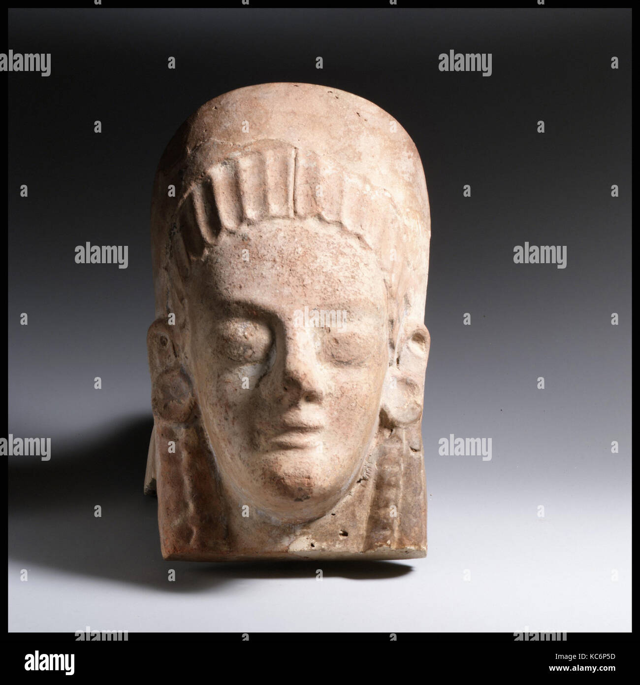 Terracotta antefix (roof tile) with head of a woman, early 5th century ...