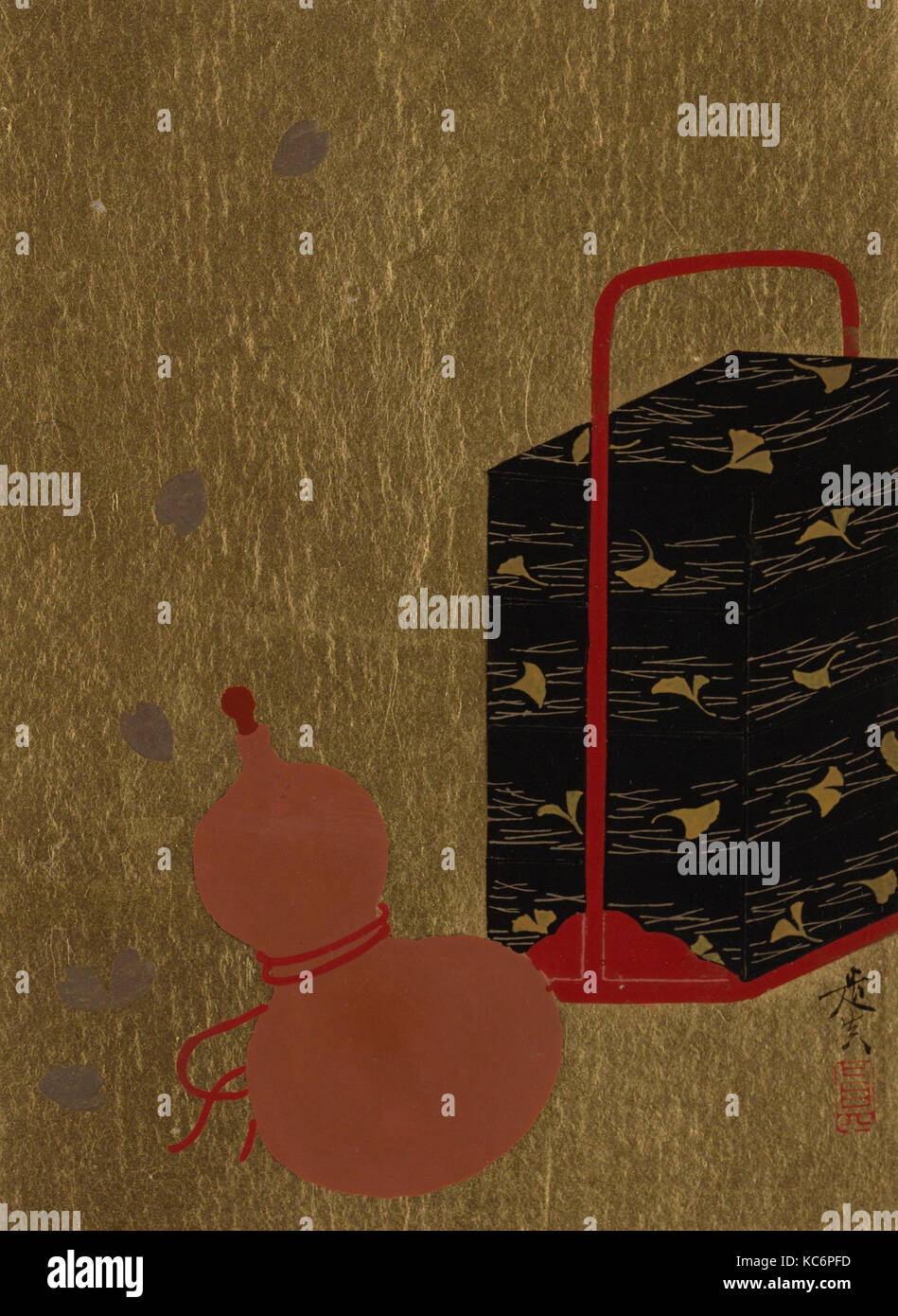 Lacquer Box and Gourd, Edo period (1615–1868), Japan, Album leaf ...