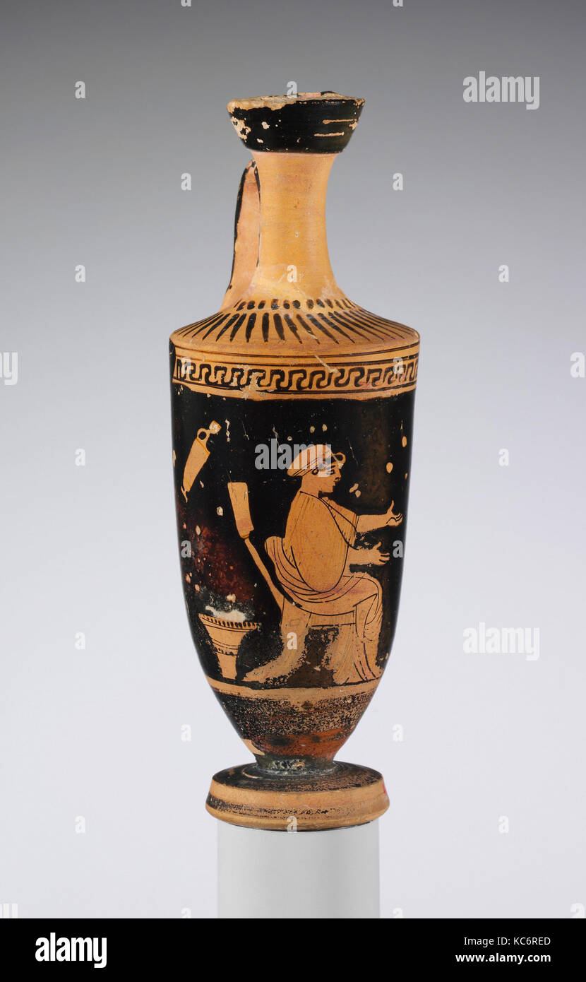 Terracotta lekythos (oil flask), 2nd quarter of 5th century B.C Stock ...