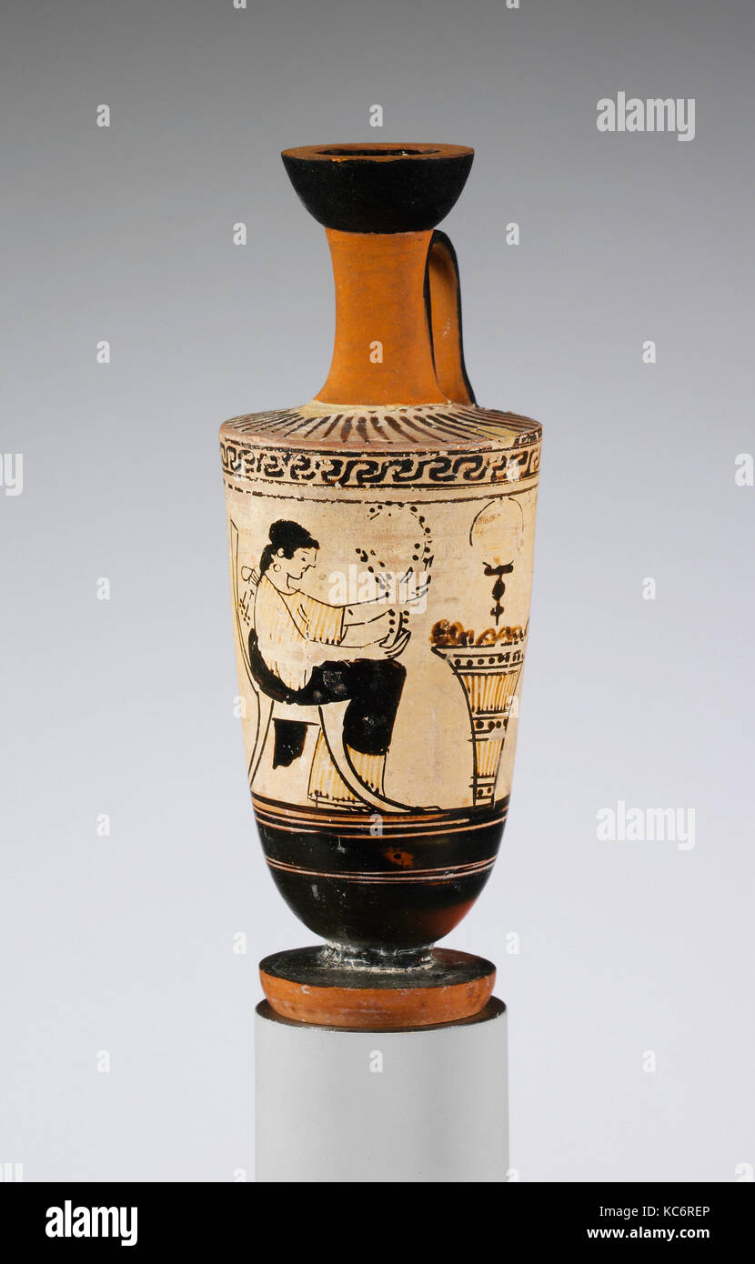 Terracotta lekythos (oil flask), 2nd quarter of 5th century B.C Stock ...