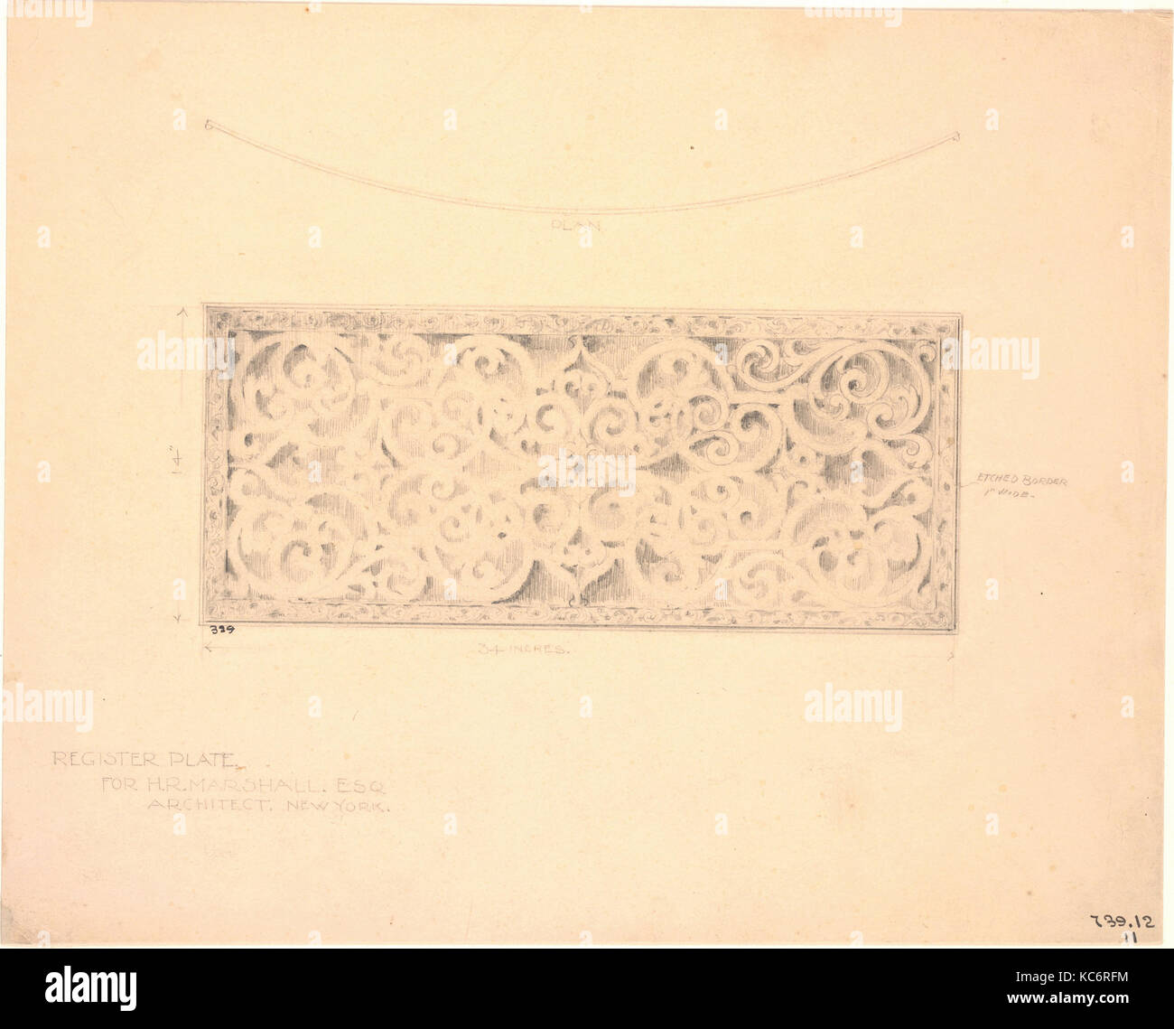 Design for heating register plate, Tiffany Glass and Decorating Company ...