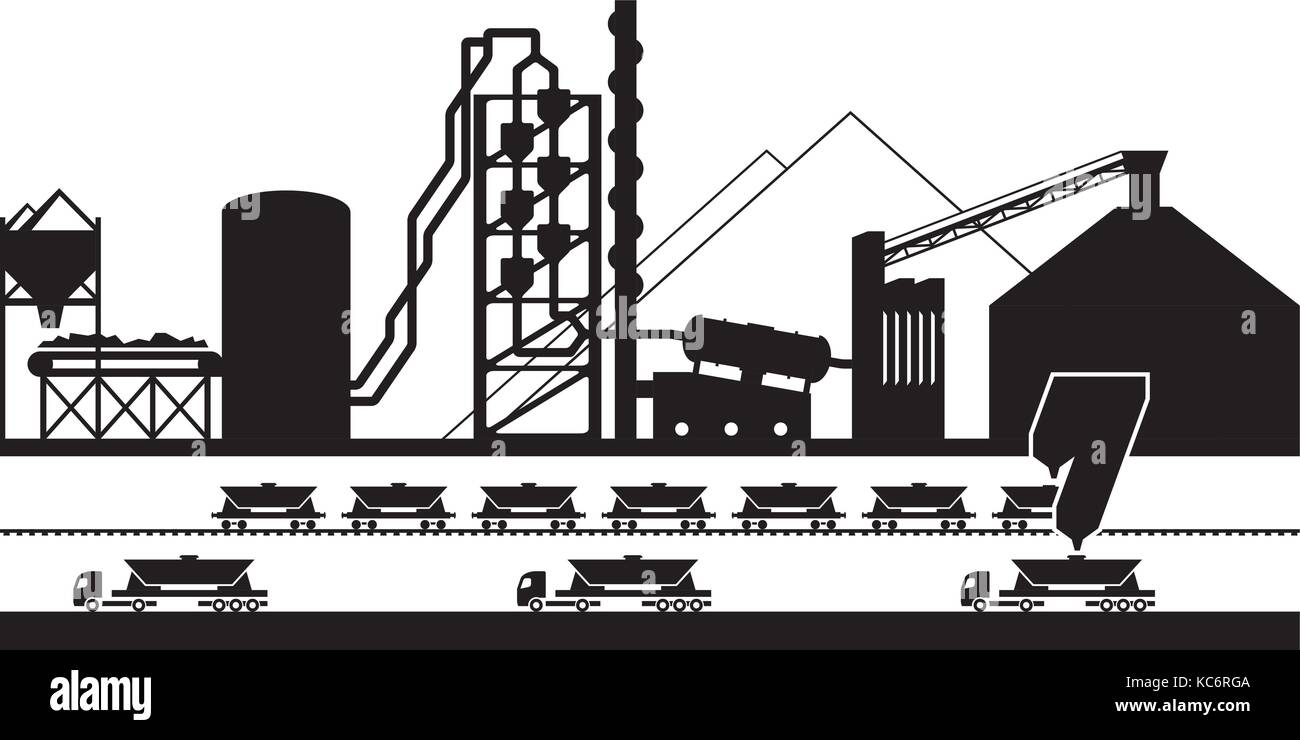 Cement production plant - vector illustration Stock Vector Image & Art ...
