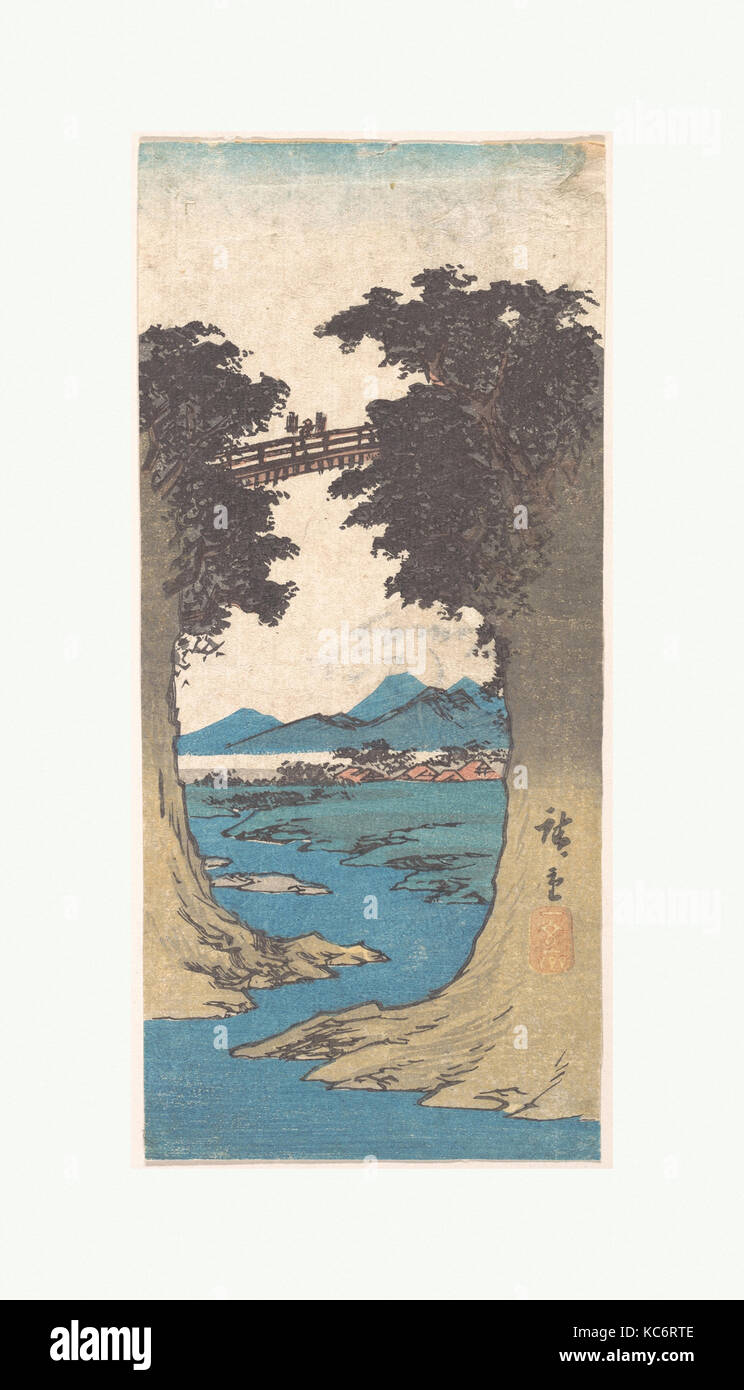 The Monkey Bridge, Edo period (1615–1868), Japan, Polychrome woodblock ...