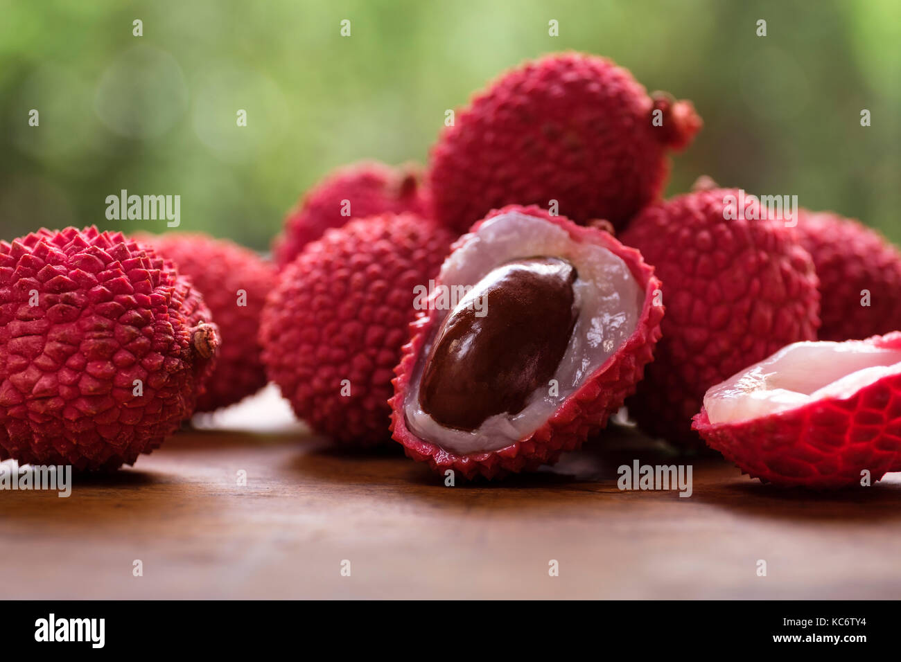 Lychee on table Stock Photo - Alamy