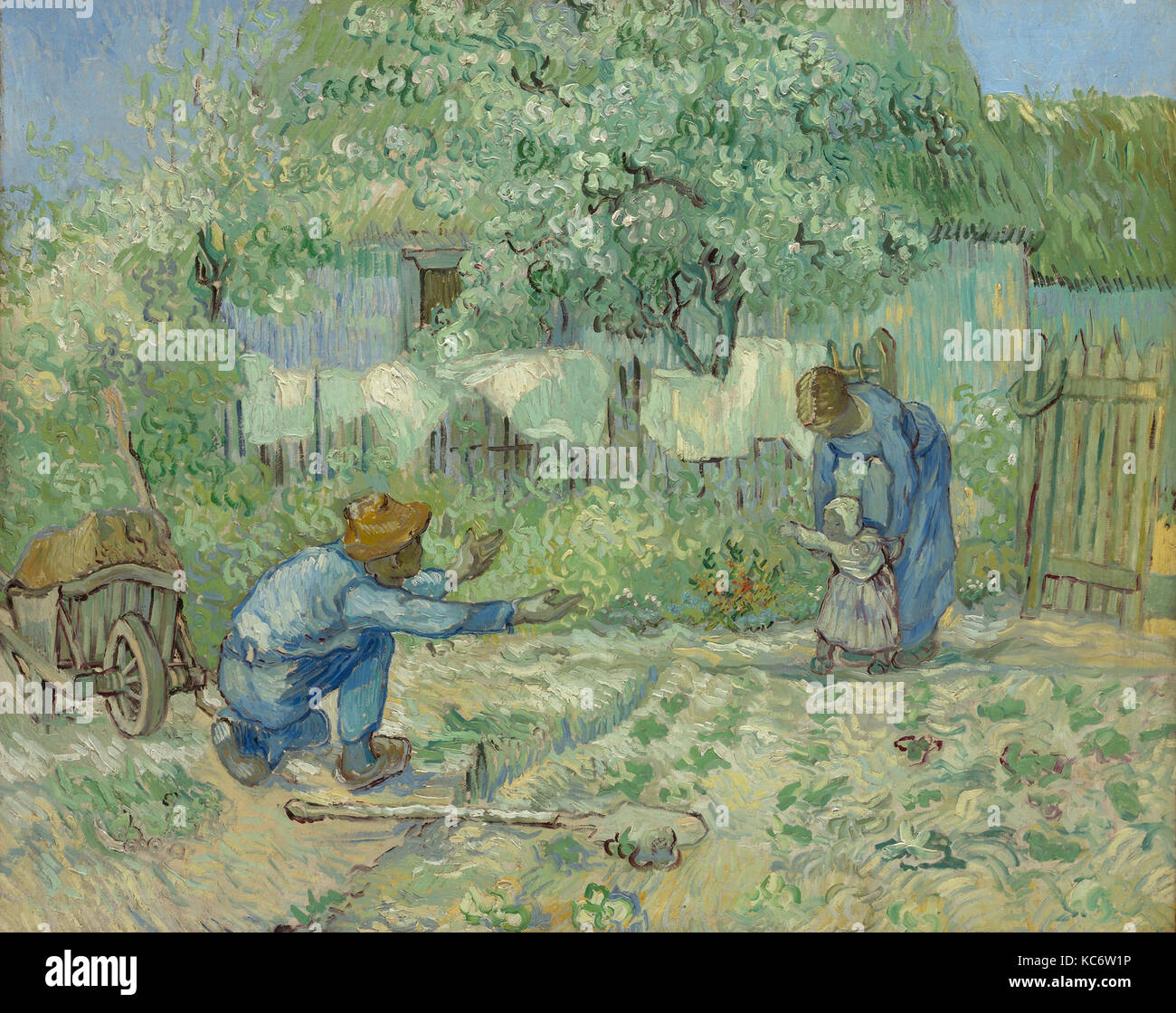 First Steps, after Millet, 1890, Oil on canvas, 28 1/2 x 35 7/8 in. (72 ...