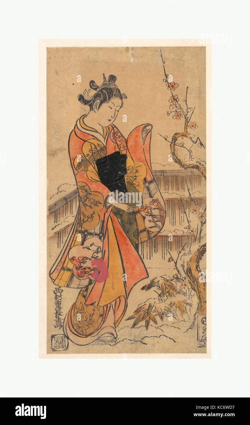 A Young Lady in a Garden, Edo period (1615–1868), Japan, Polychrome ...