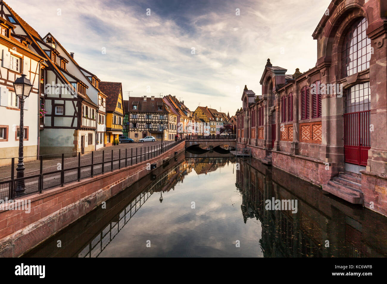 France, Grand Est, Colmar, Sky reflecting in water surface Stock Photo ...