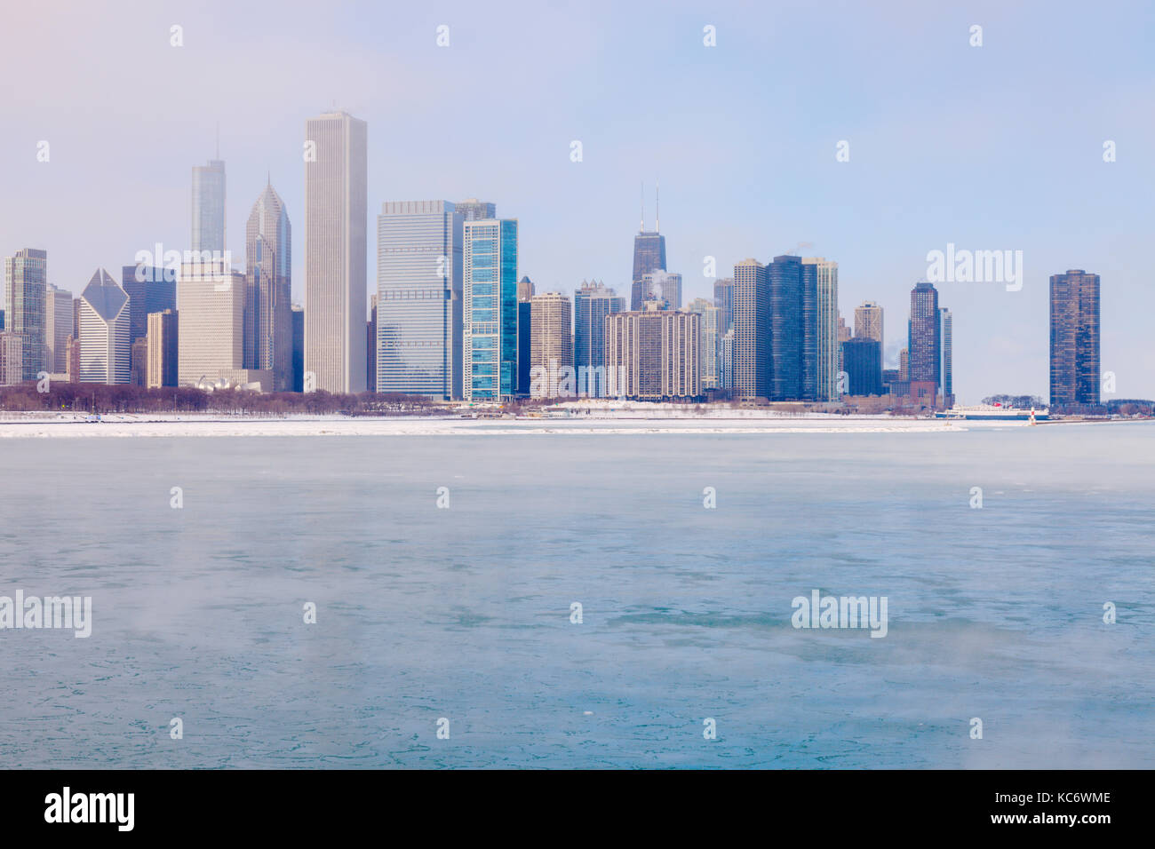 USA, Illinois, Chicago skyline across Lake Michigan Stock Photo - Alamy