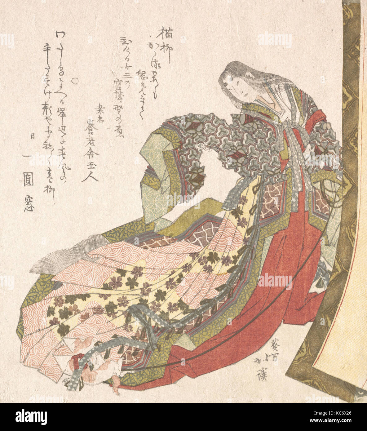 Court Lady, Edo period (1615–1868), Japan, Polychrome woodblock print ...