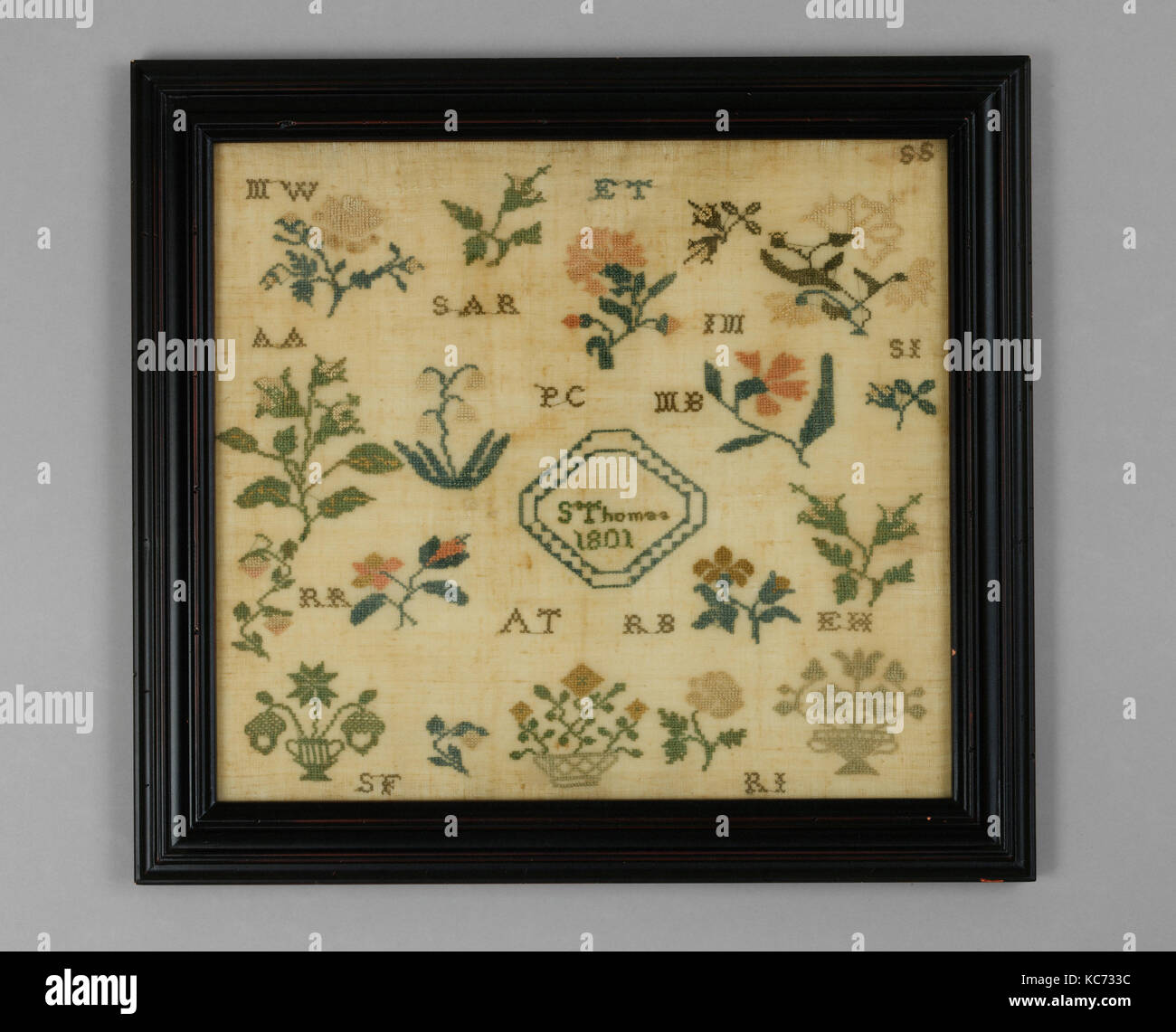 Embroidered sampler, 1801, Made in Chester, Westtown, Pennsylvania ...