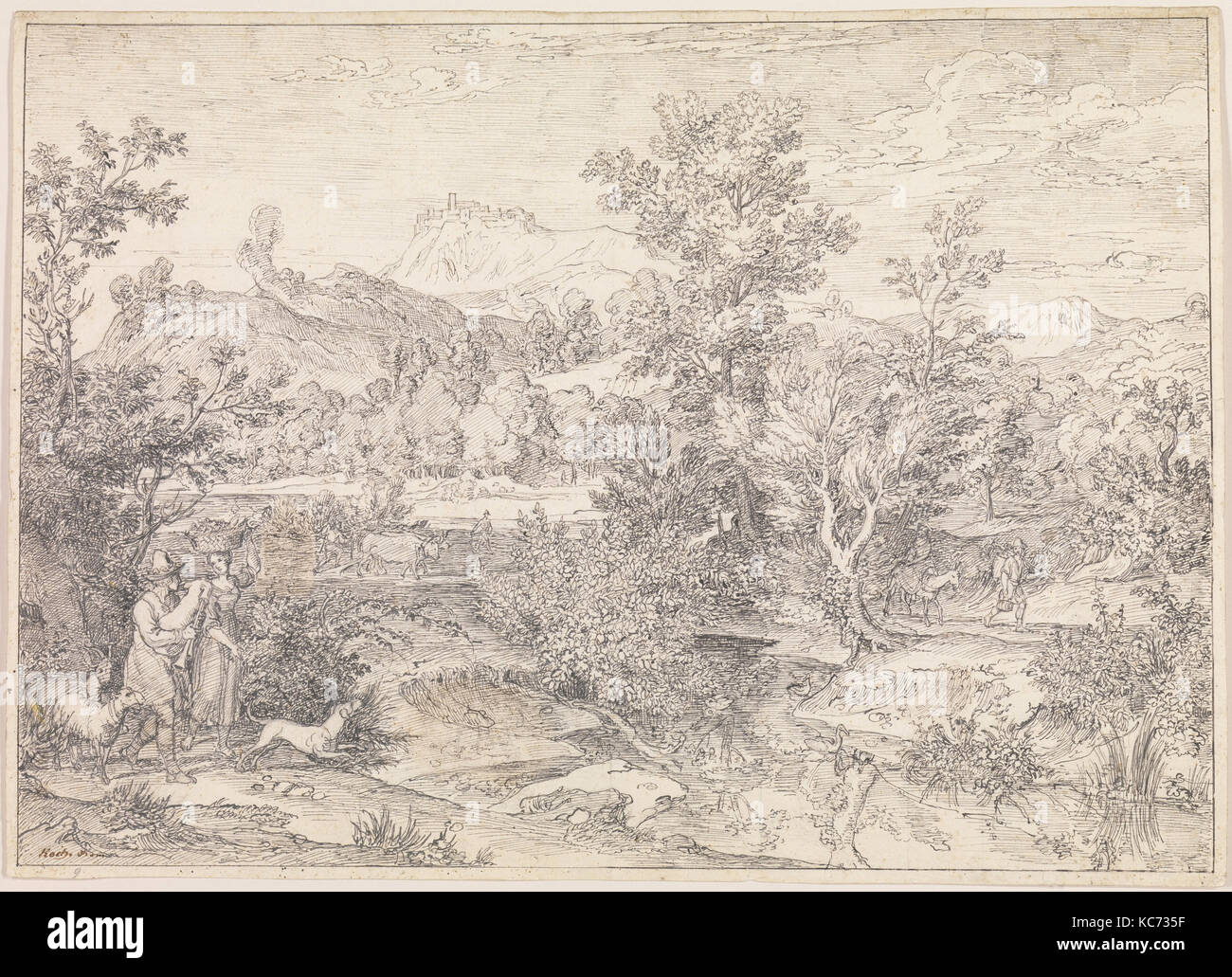Roman landscape with figures near Paliano, Joseph Anton Koch, 18th–19th ...