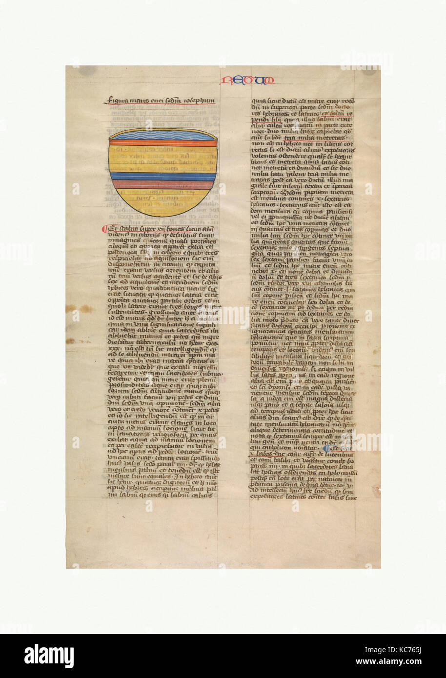 Brazen Sea, one of six illustrated leaves from the Postilla Litteralis ...