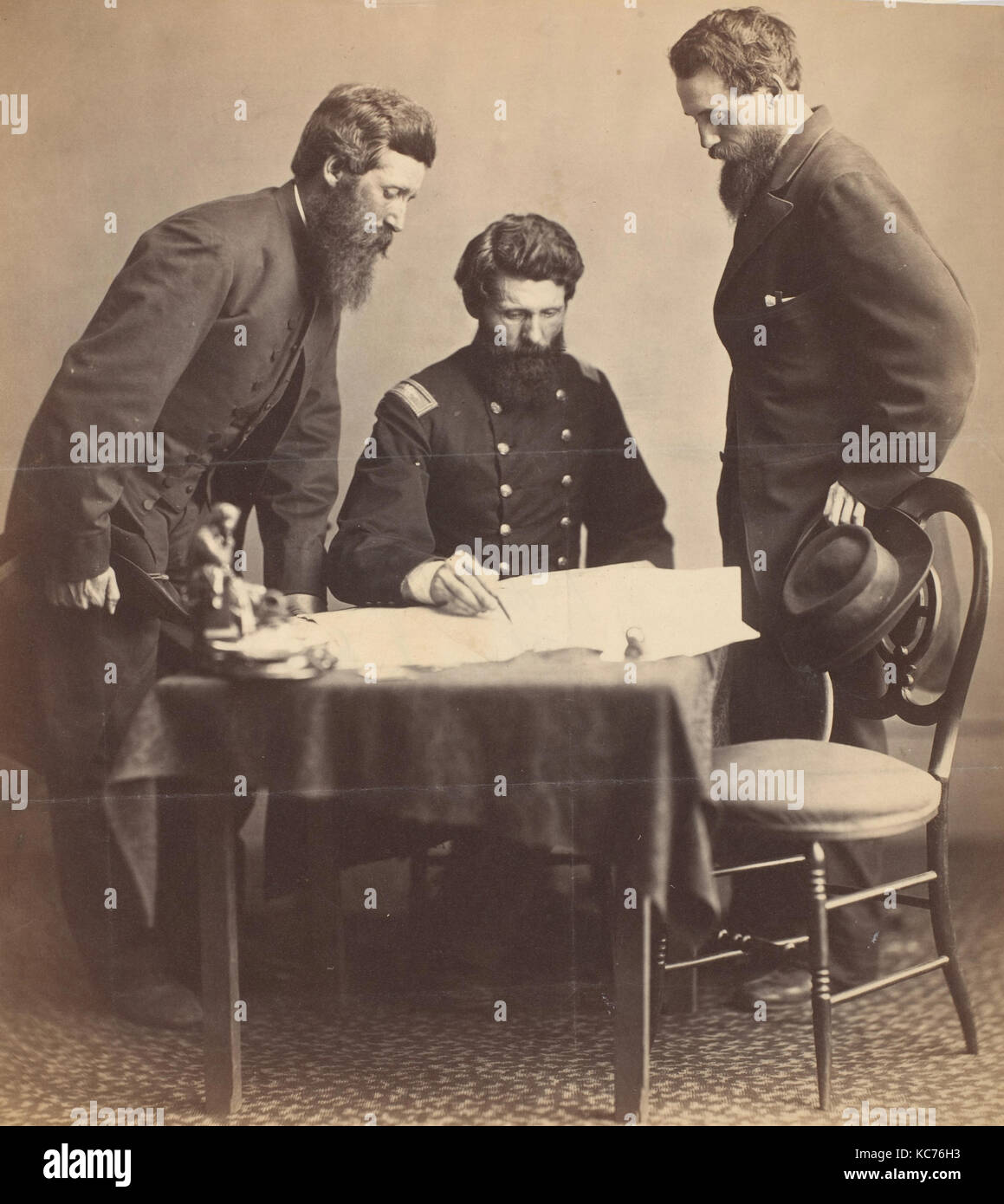 Planning the Capture of Booth, Alexander Gardner, 1865 Stock Photo - Alamy