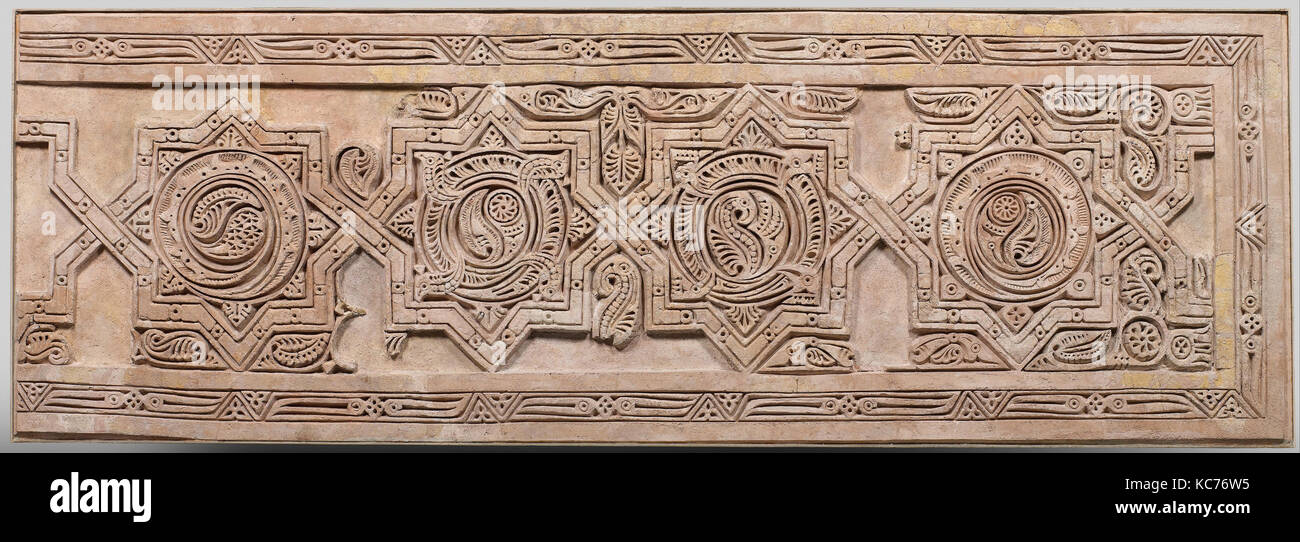 Dado Panel, 10th century, Excavated in Iran, Nishapur, Stucco; carved ...