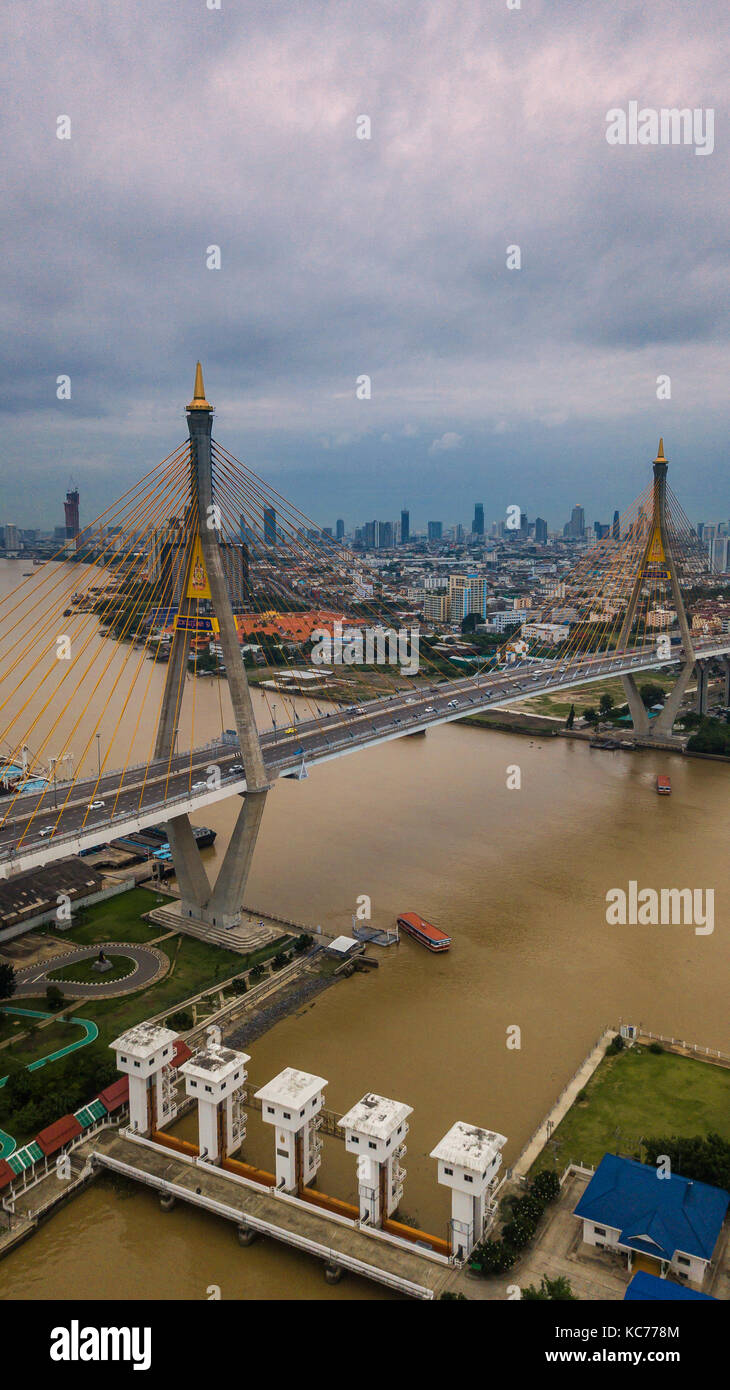 Rama 9 Bridge in Thailand ,Bird eye view Stock Photo - Alamy