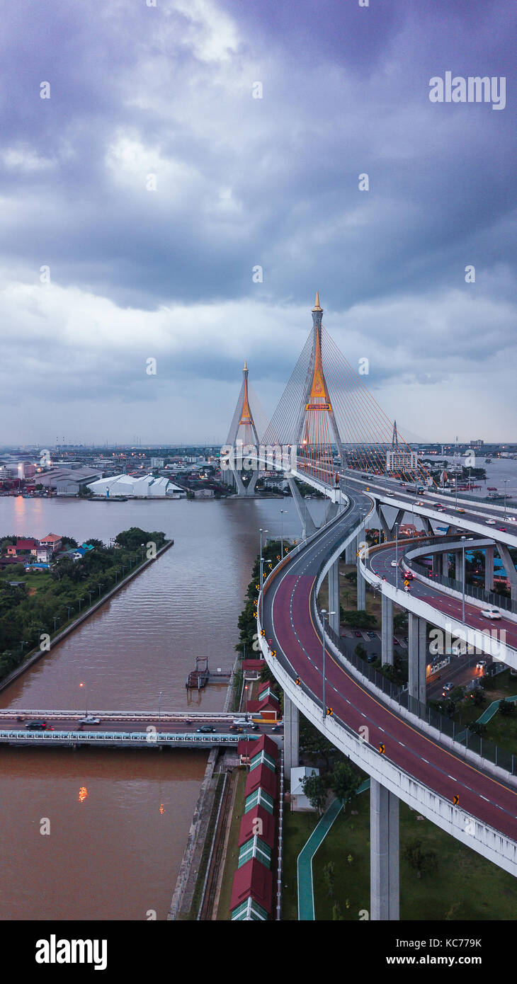 Rama 9 Bridge in Thailand ,Bird eye view Stock Photo - Alamy