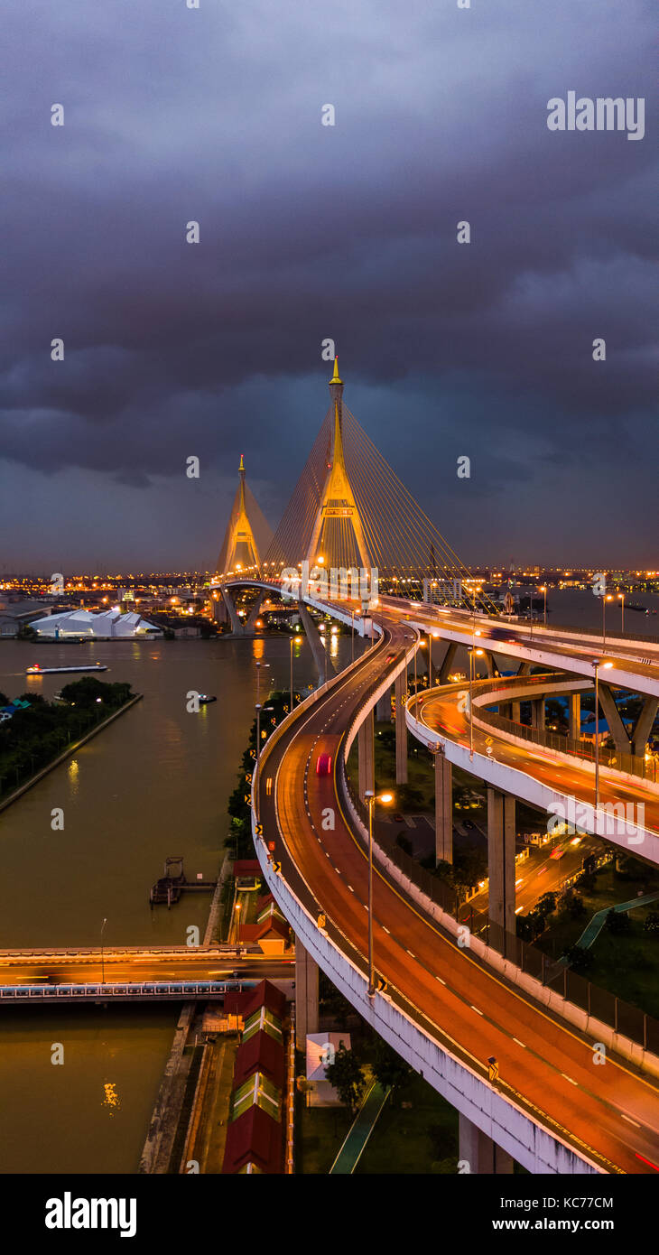 Rama 9 Bridge in Thailand. The landmark. The symbol is the symbol of ...