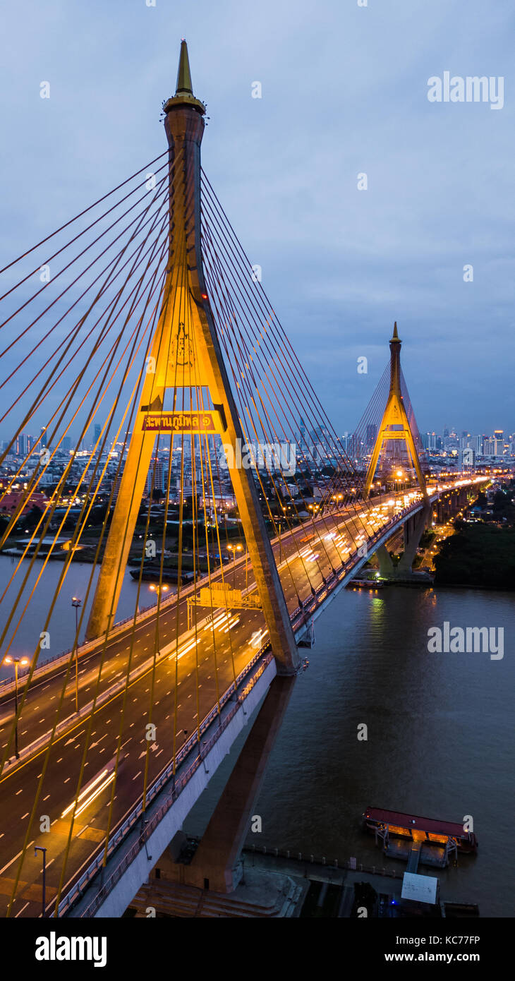 Rama 9 Bridge in Thailand. The landmark. The symbol is the symbol of ...