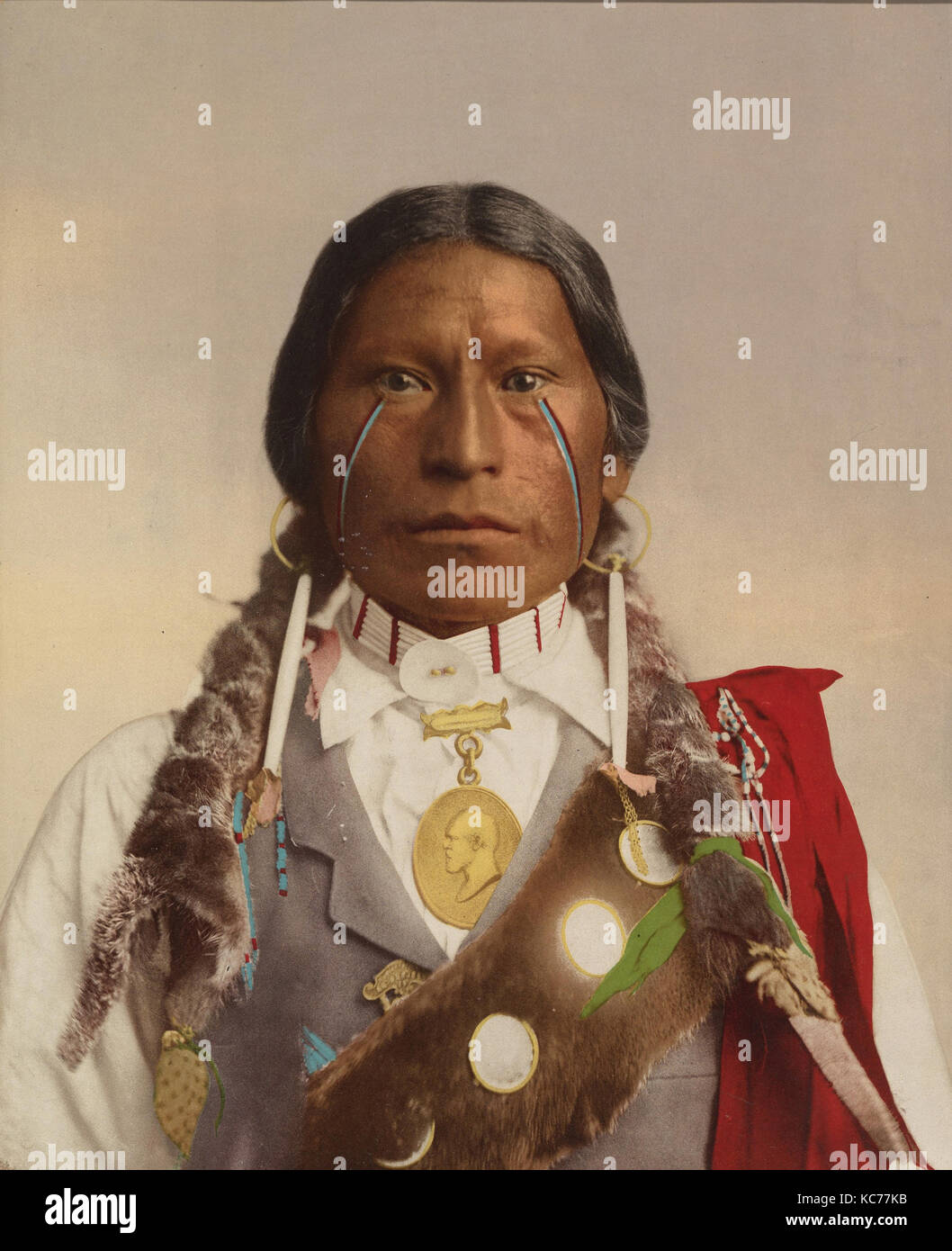 Native American with a Medal of President Garfield, William Henry ...