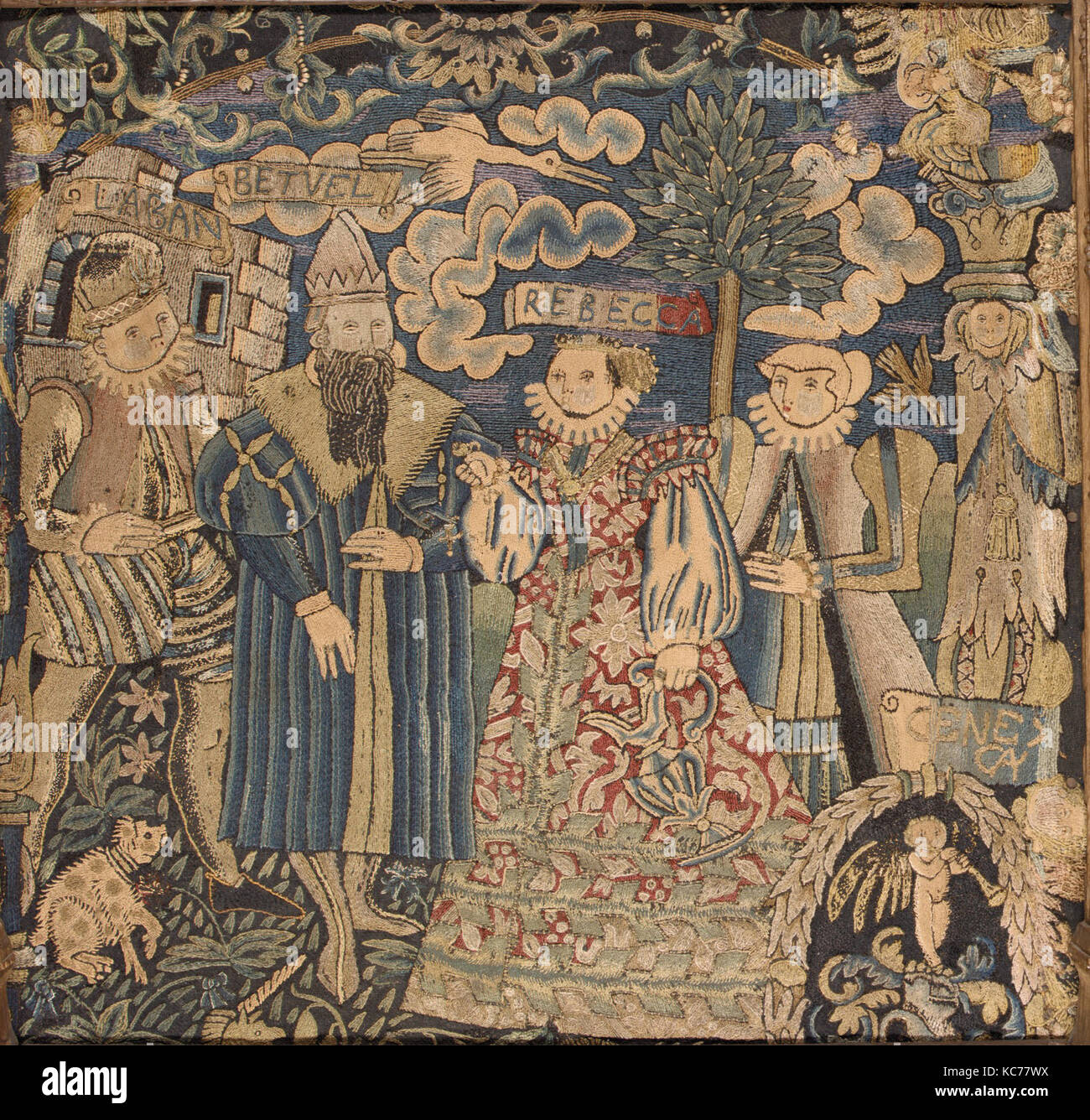 Panel, ca. 1600, Swiss, Zurich, Wool, silk and metal thread on flannel ...