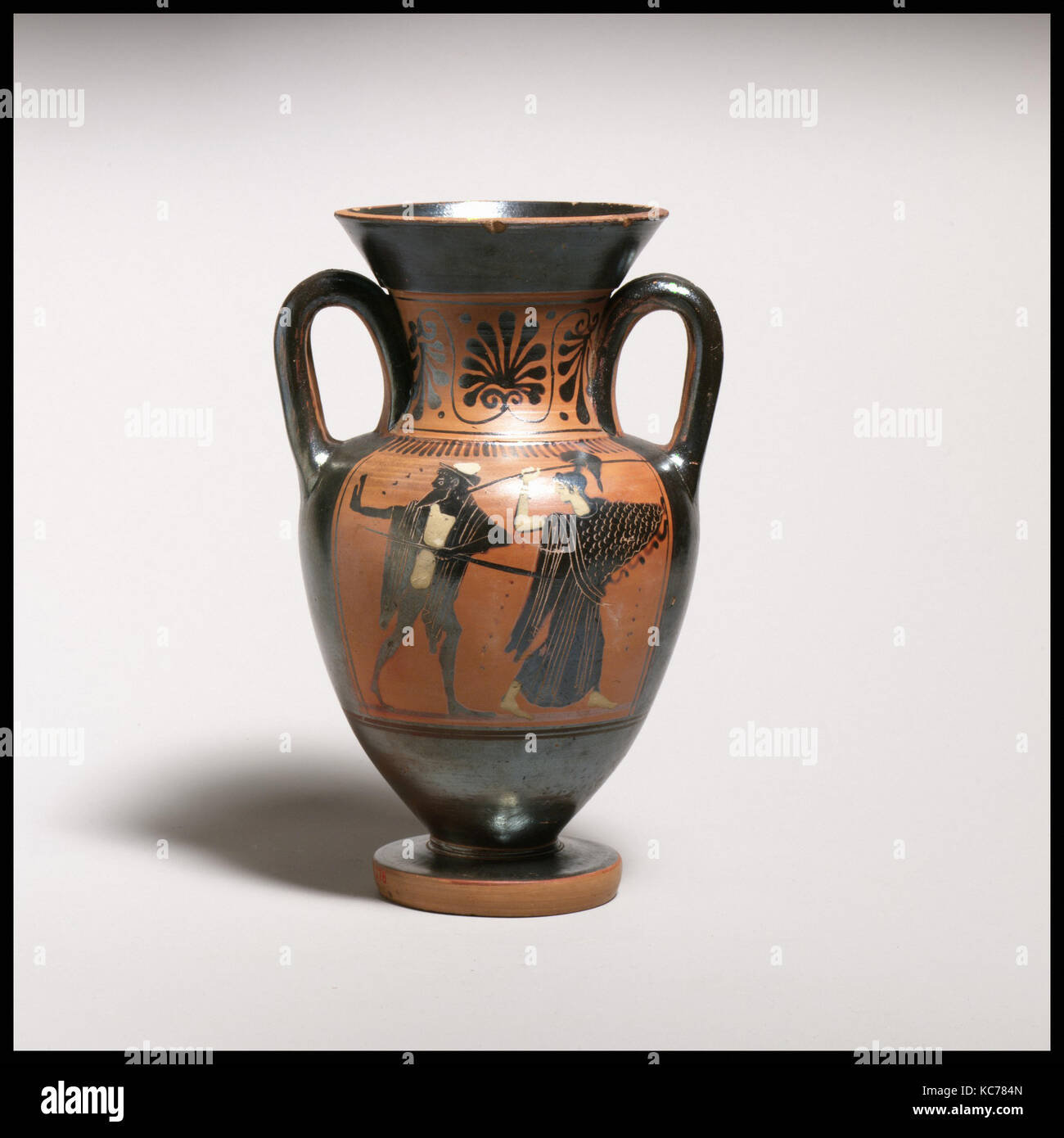 Terracotta neck-amphora (jar) with double handles, ca. 500 B.C Stock ...