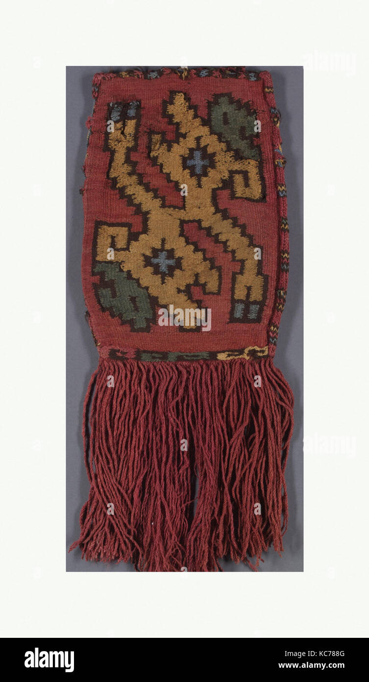 Fringed Bag, 7th century, Peru, Rio Grande de Nasca, Nasca, Camelid ...