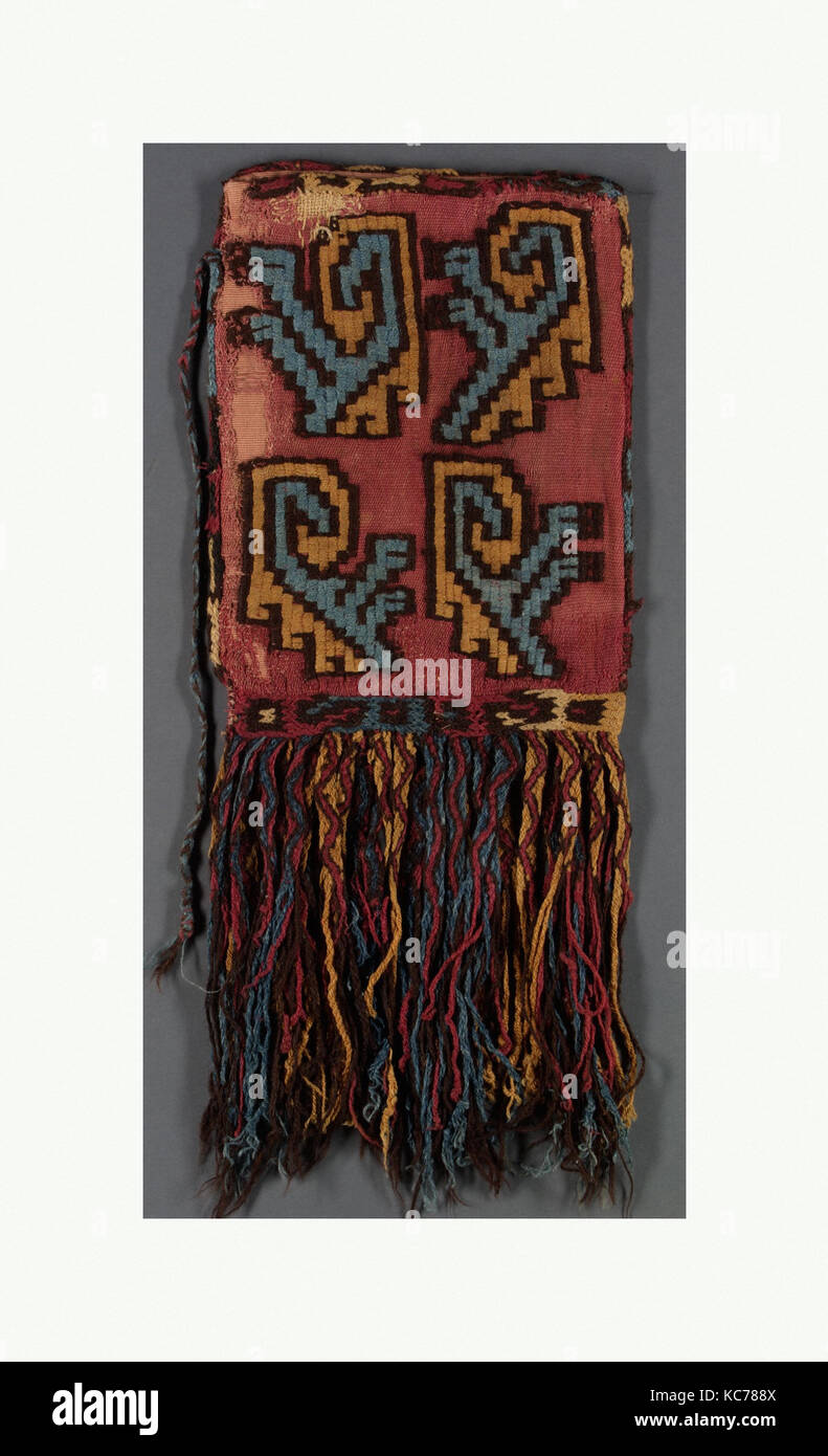Fringed Bag, 7th century, Peru, Rio Grande de Nasca, Nasca, Camelid ...