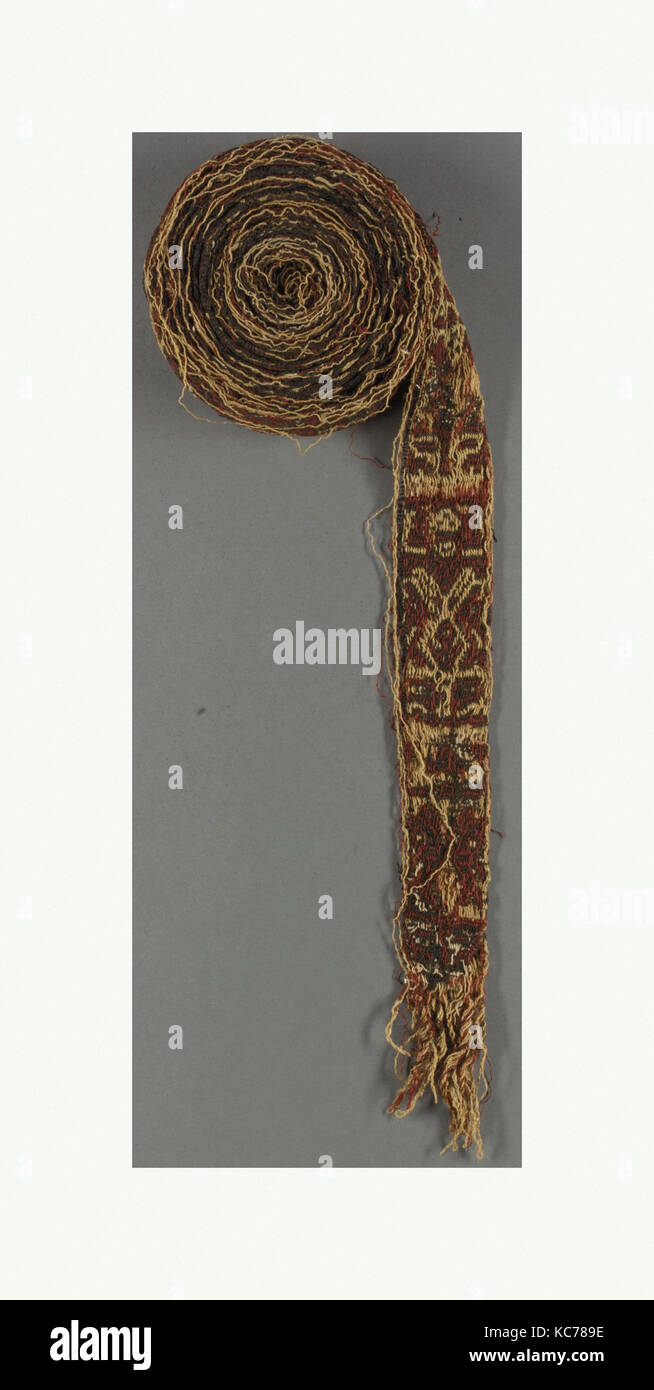 Sash Fragment, 7th century, Peru, Rio Grande de Nasca, Nasca, Camelid ...