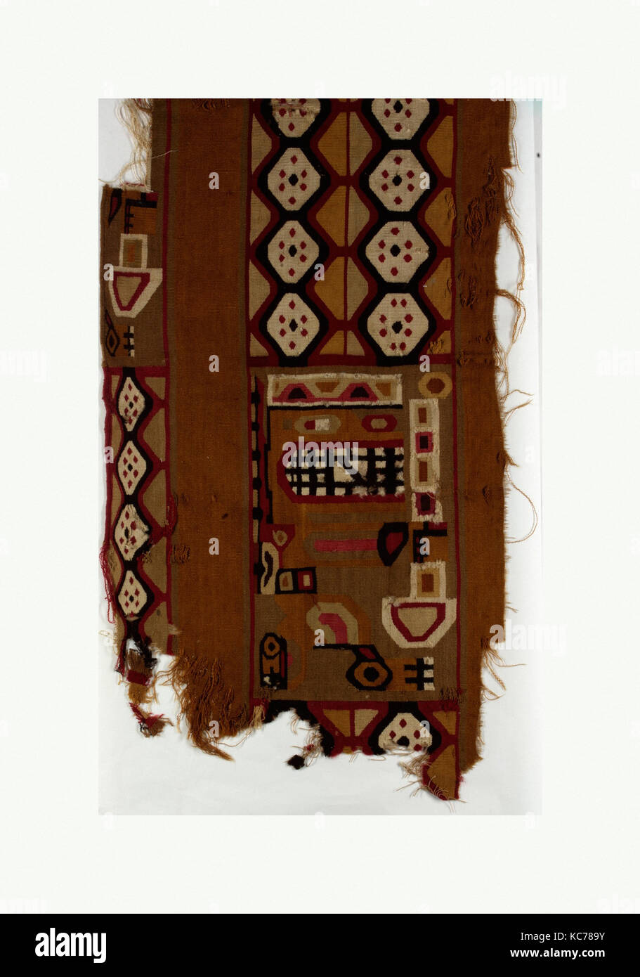Tunic Fragment, 7th–10th century, Peru, Peruvian, Cotton, camelid hair ...