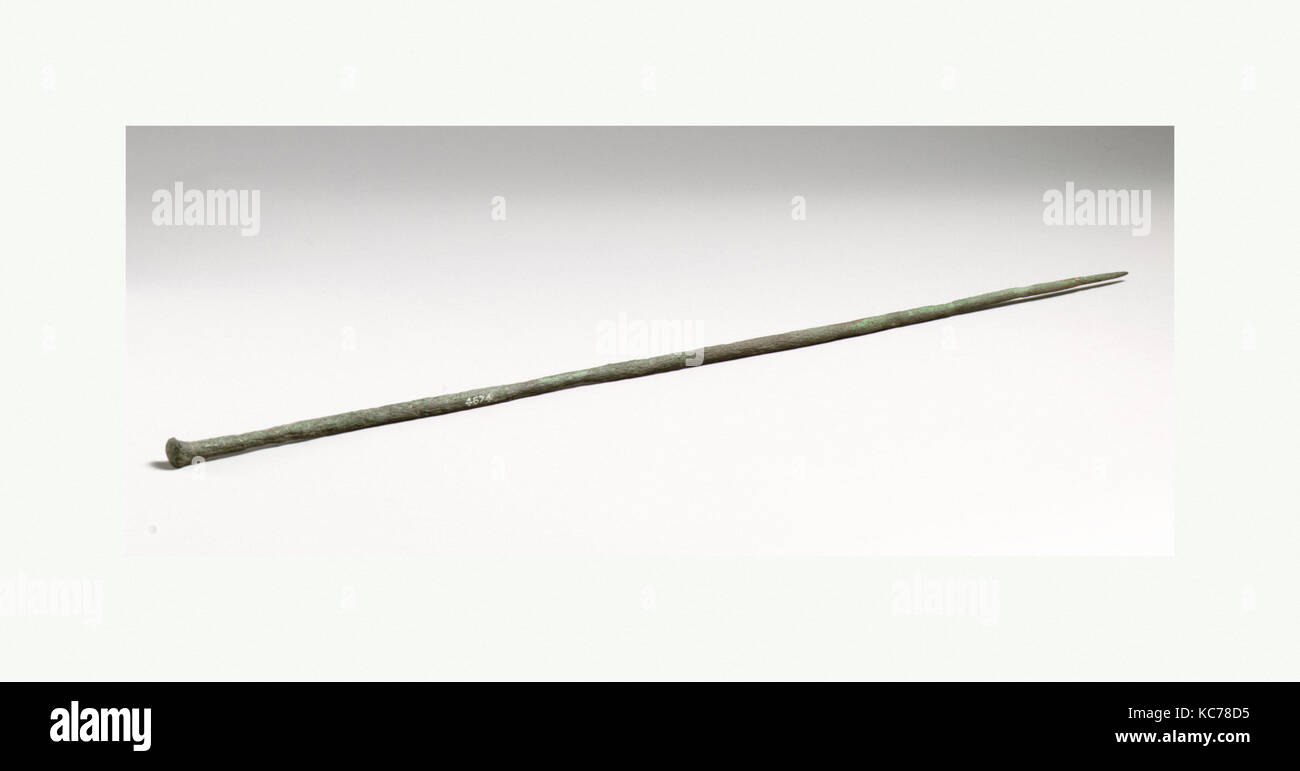 Bronze pin, Early or Middle Bronze Age, ca. 2500–1600 B.C., Cypriot ...