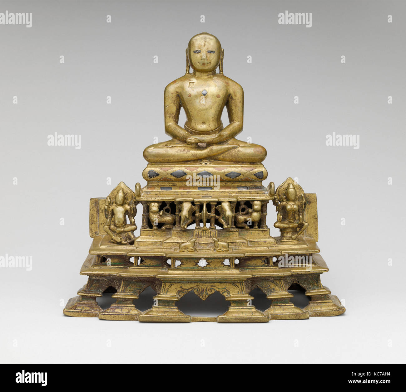 Svetambara Enthroned Jina, with Attendant Yaksha and Yakshi, ca. second ...