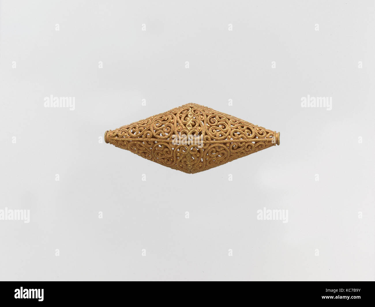 Biconical Bead with Scrolls, 11th century, Made in Egypt or Syria, Gold ...