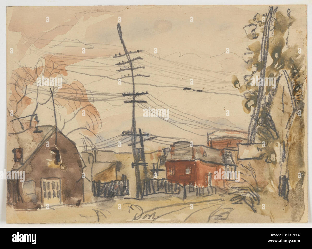 Fall Brook Railroad, 1934, Watercolor and graphite on paper, 5 x 7 in ...