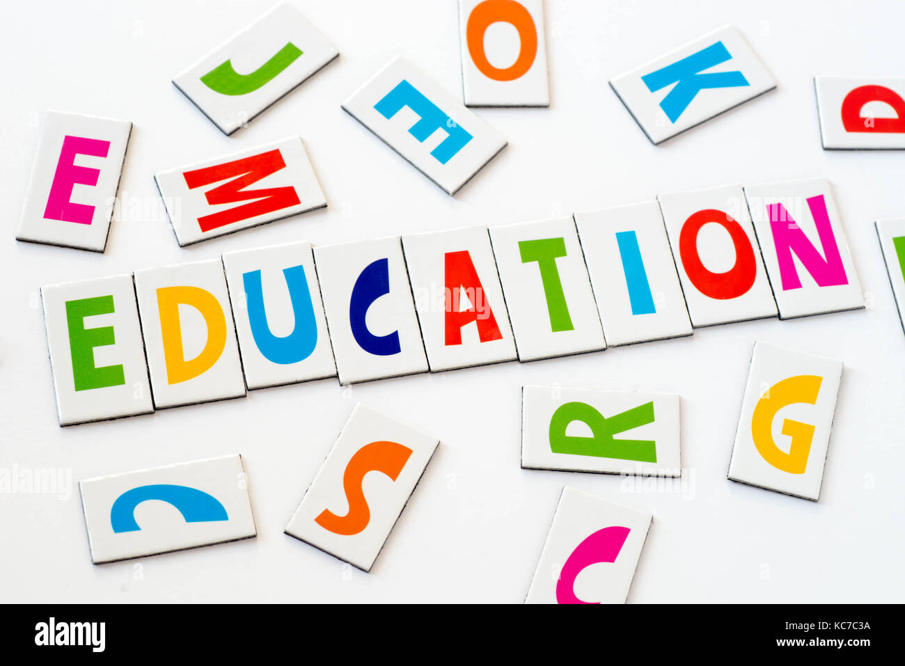 word education made of colorful letters on white background Stock Photo ...