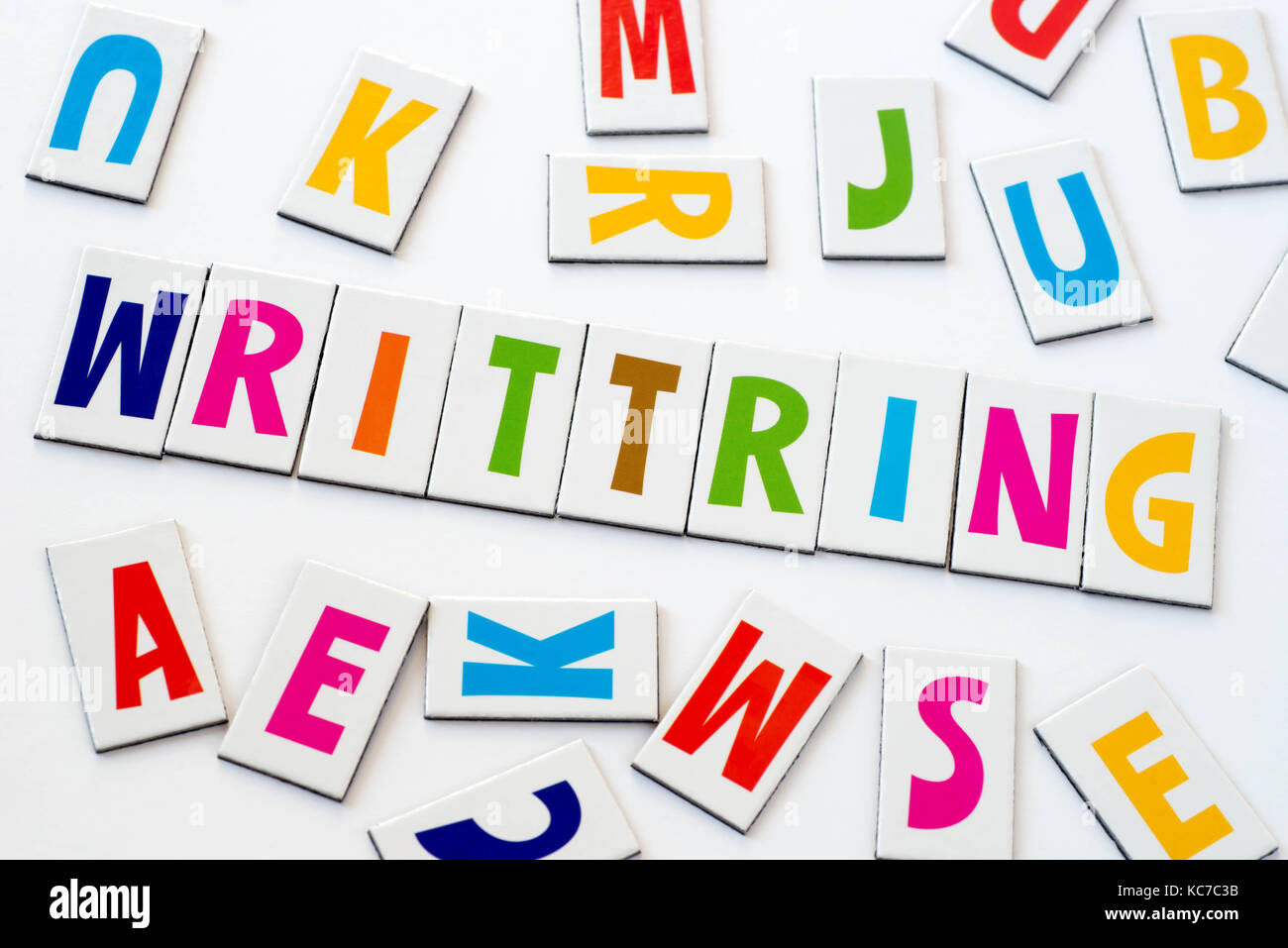 word writting made of colorful letters on white background Stock Photo ...