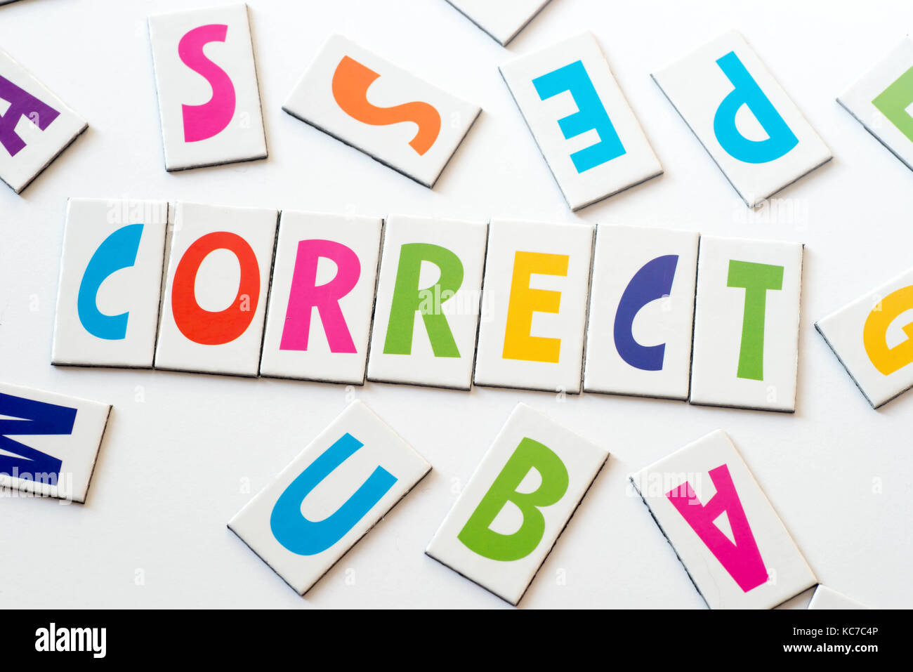 word correct made of colorful letters on white background Stock Photo ...