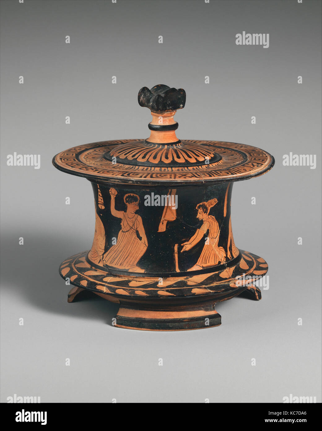 Terracotta pyxis (box), Classical, ca. 425–400 B.C., Greek, Attic ...