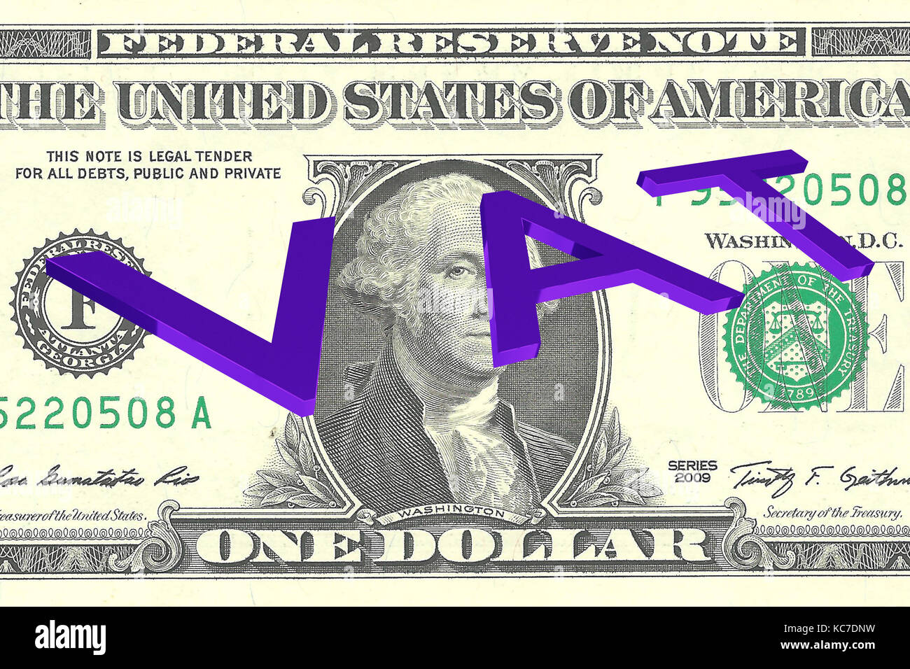3D illustration of "VAT" title on One Dollar bill as a background Stock ...
