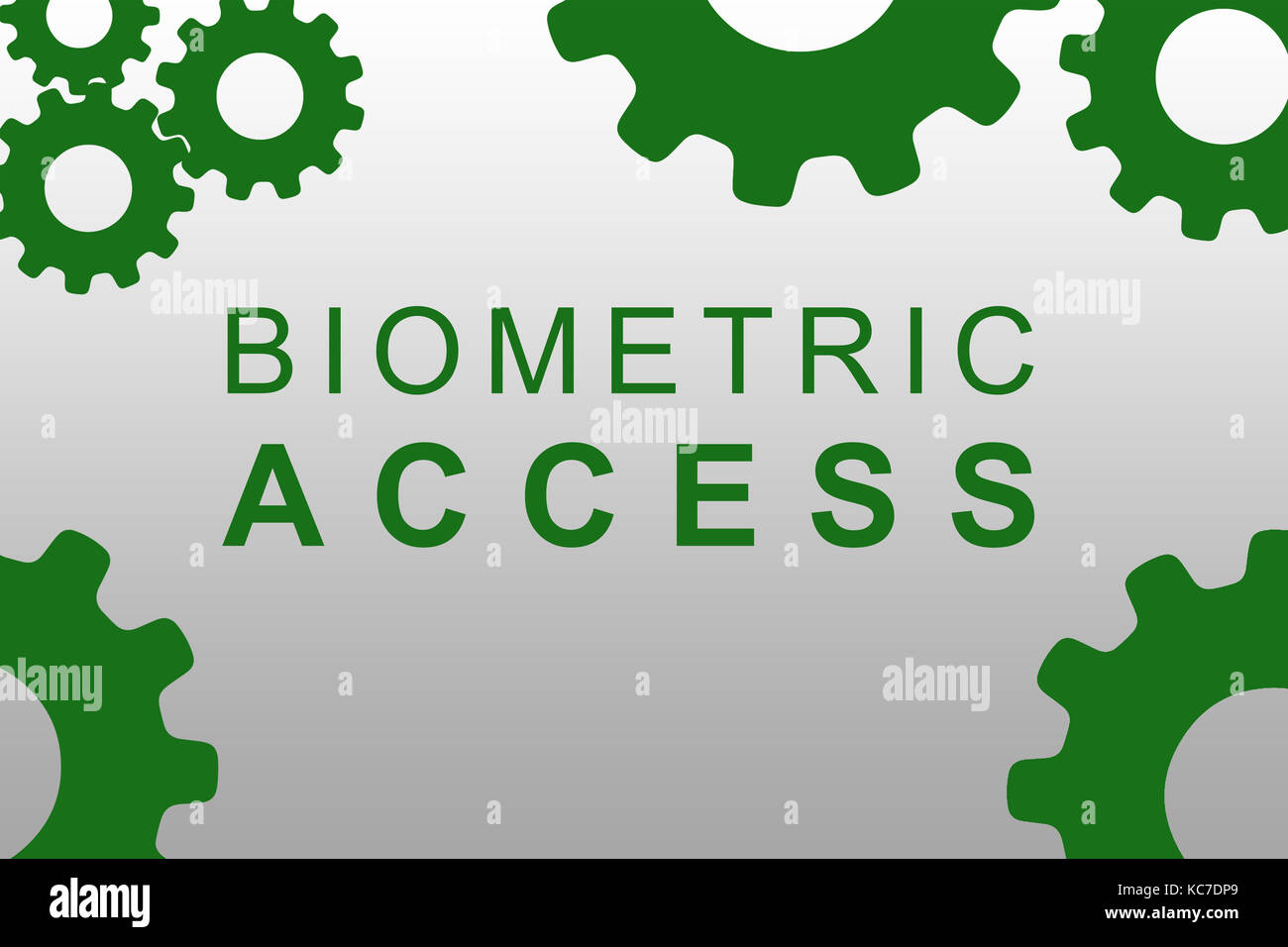 BIOMETRIC ACCESS sign concept illustration with green gear wheel ...
