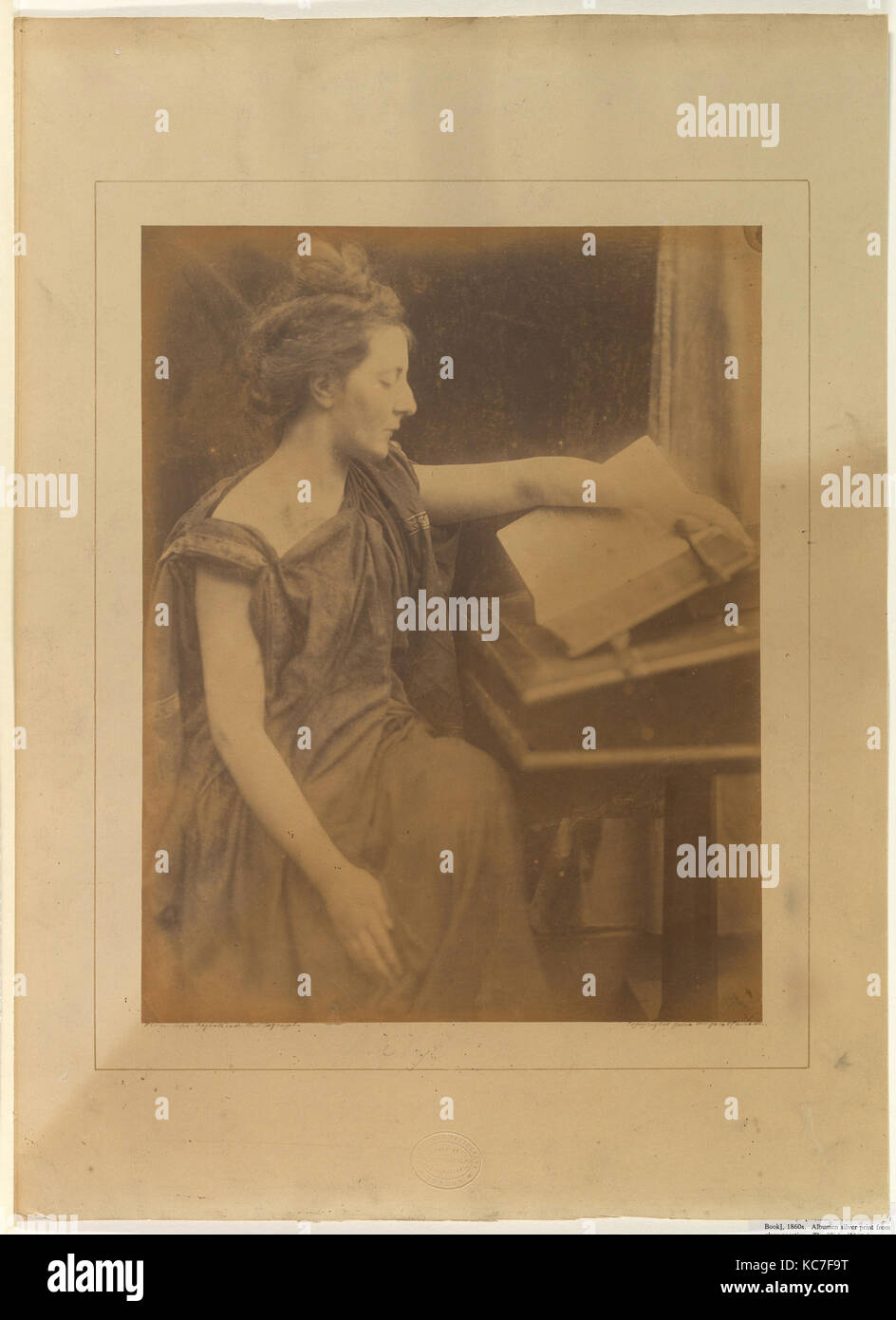 Woman in Robes Reading a Book, Julia Margaret Cameron, 1870 Stock Photo ...