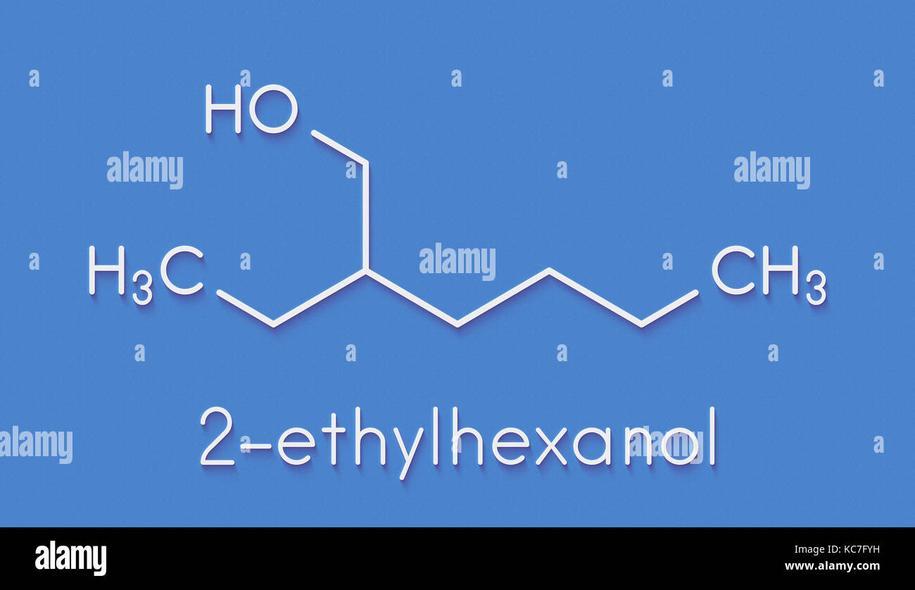 2-ethylhexanol (2-EH) molecule. Used as solvent, fragrance component ...