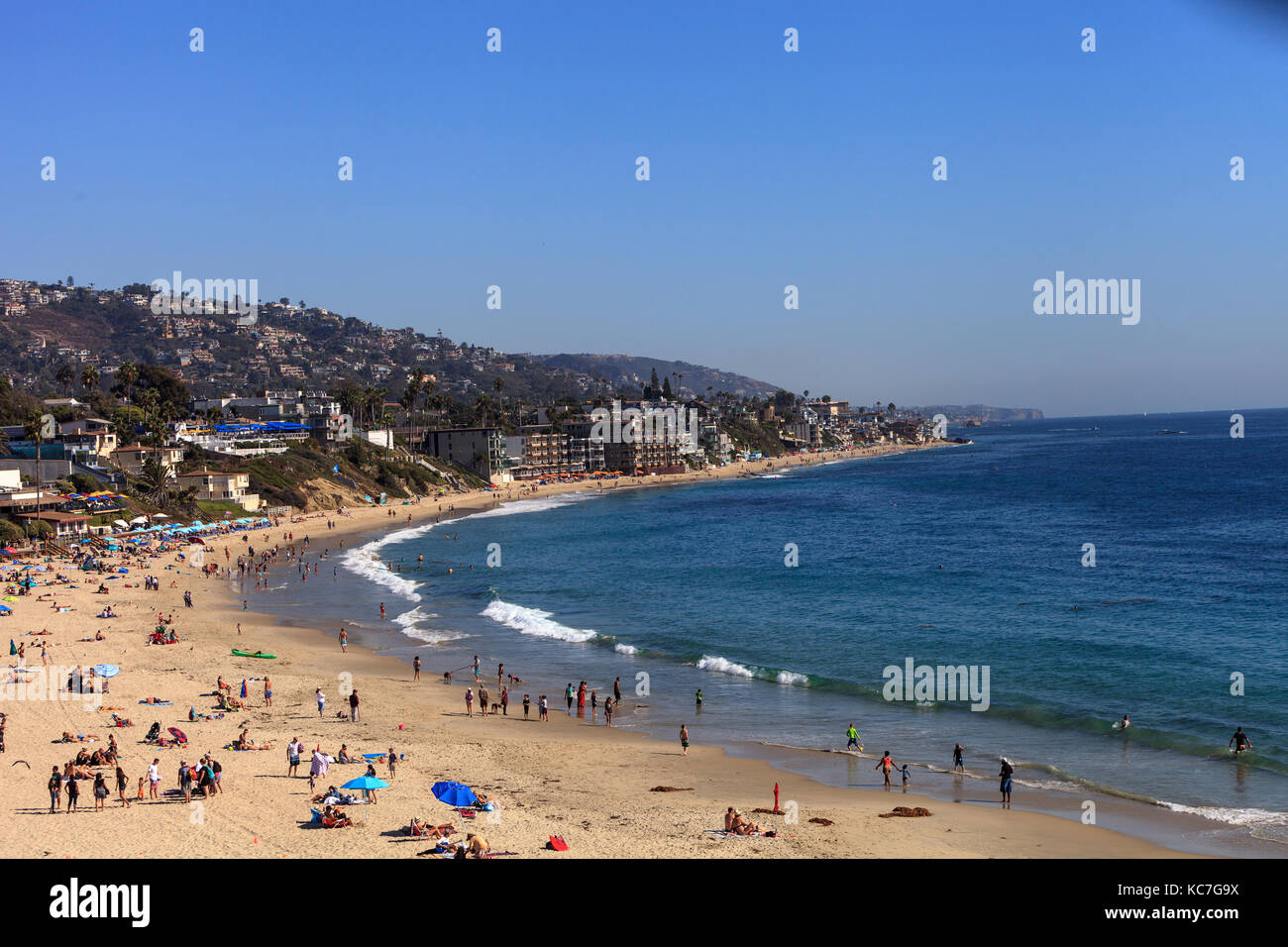 Main Beach and the ocean in Laguna Beach, California in fall Stock ...