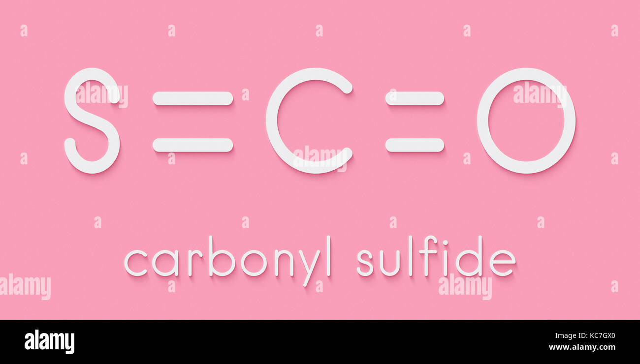 Carbonylsulfide (COS) molecule. Foul smelling gas, naturally present in ...
